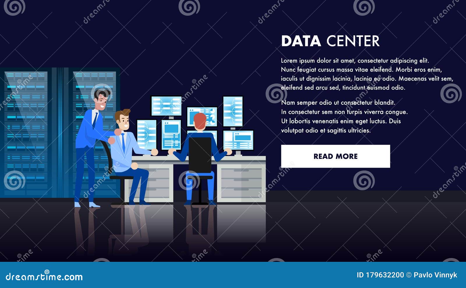 Computer Data Center. Database Admin Workstation Stock Illustration ...