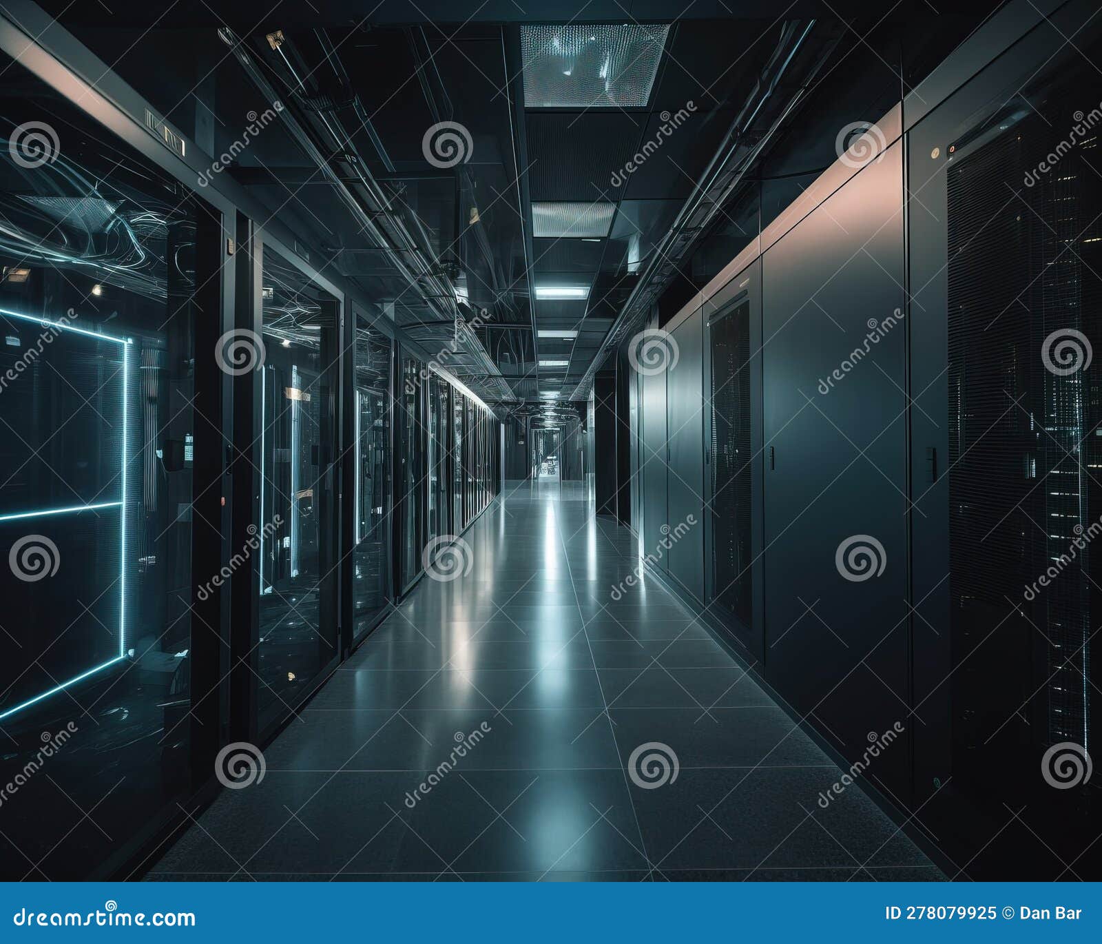 Computer Data Center Room Facility with Server Racks. Storage Solutions ...