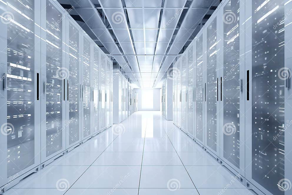 Computer Data Center Room Facility with Server Racks. Storage Solutions ...