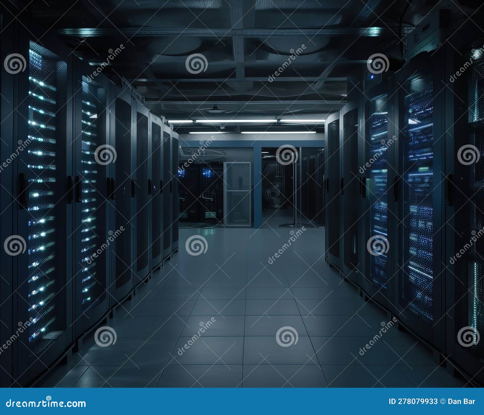 Computer Data Center Room Facility with Server Racks. Storage Solutions ...