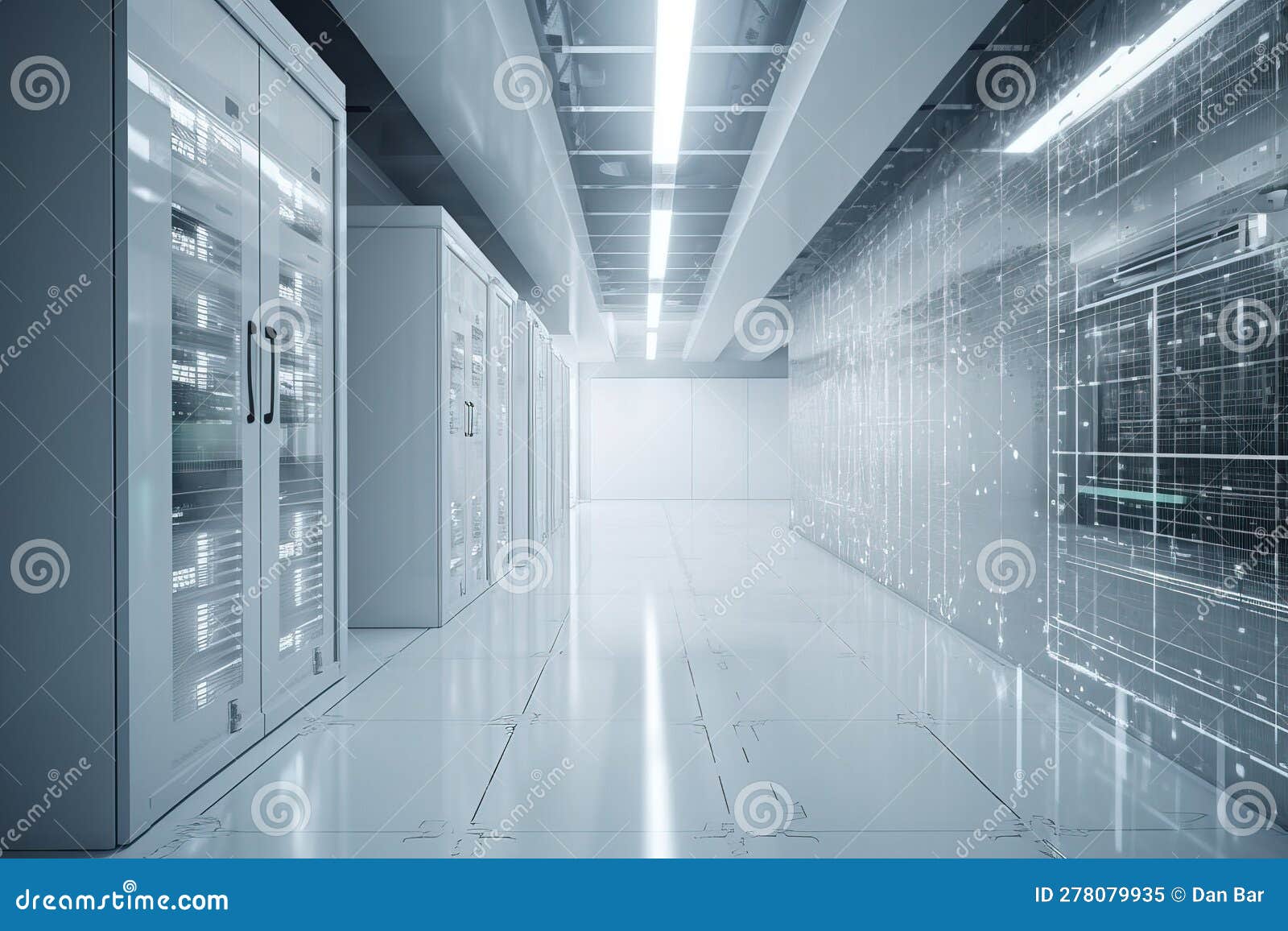 Computer Data Center Room Facility with Server Racks. Storage Solutions ...