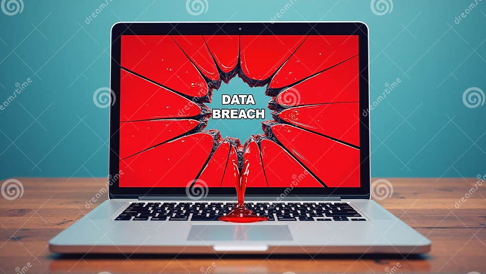 A Computer with Data Flowing Out, Symbolizing DATA BREACH: Unauthorized ...