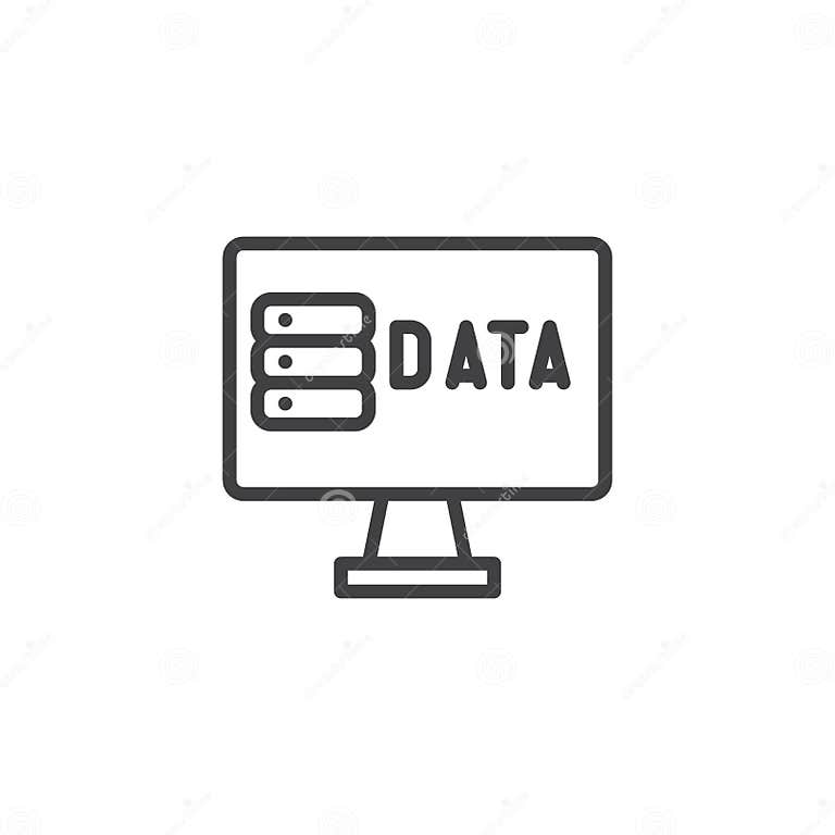 Computer Data Storage Line Icon Stock Vector - Illustration of monitor ...