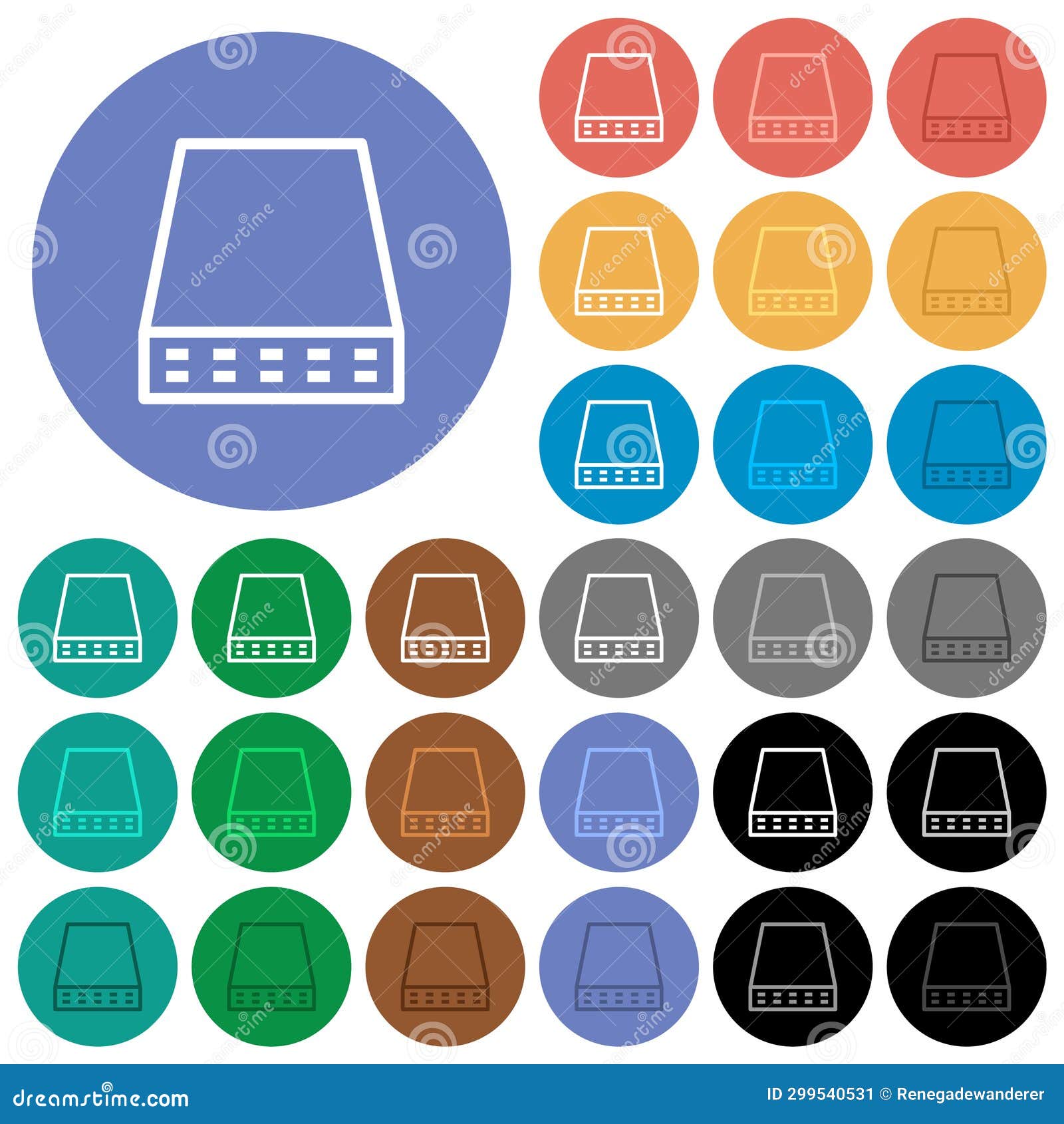 Computer Data Storage Outline Round Flat Multi Colored Icons Stock ...