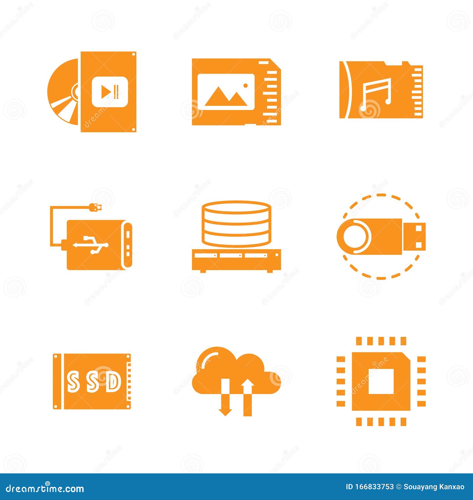 Computer Data Storage Solid Icon on White Background Stock Illustration ...