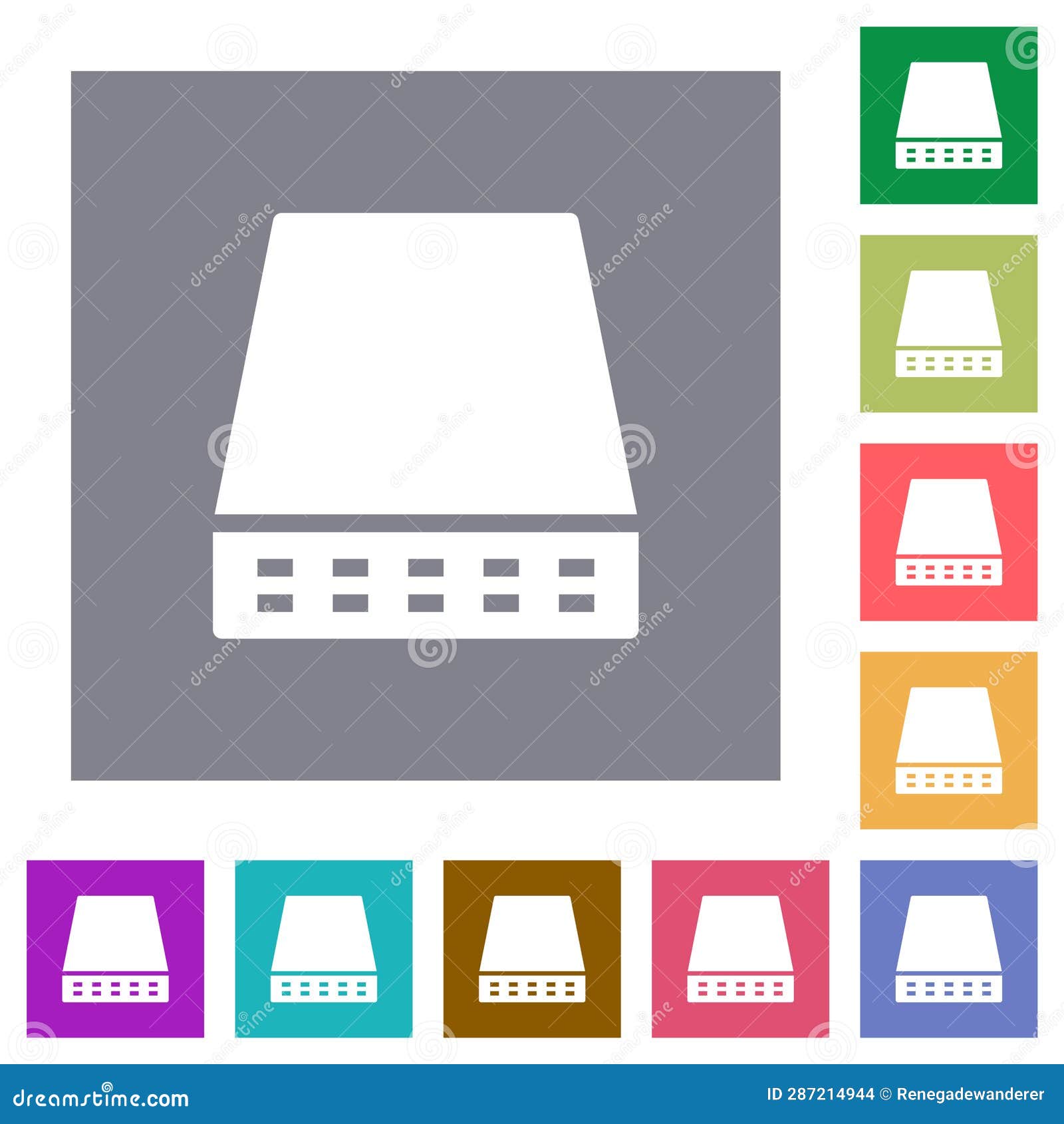 Computer Data Storage Solid Square Flat Icons Stock Illustration ...