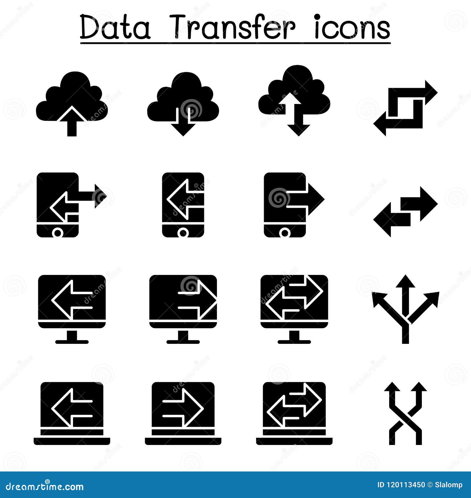Computer Data Transfer Icon Set Stock Vector - Illustration of ...