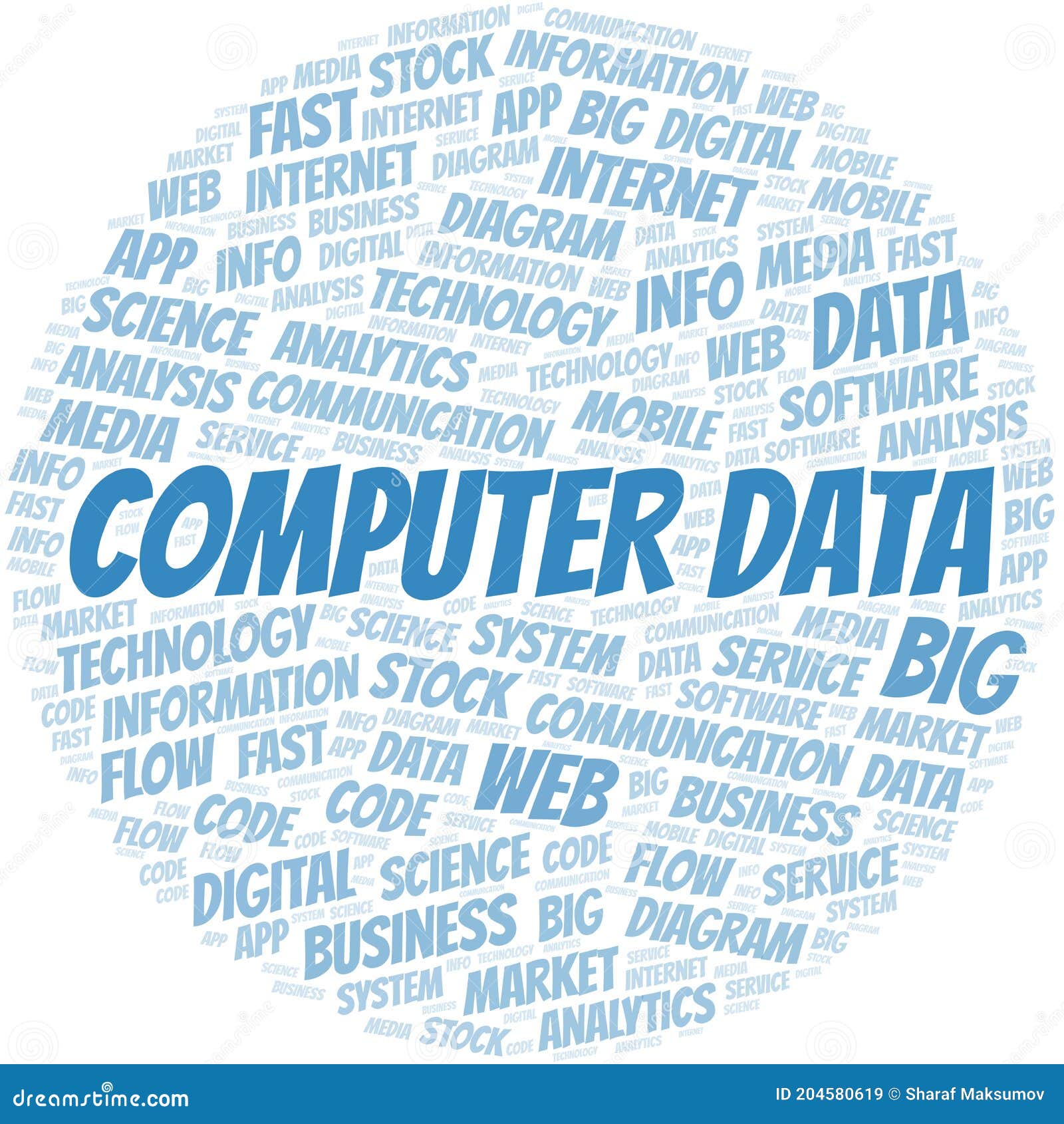 Computer Data Vector Word Cloud, Made with Text only. Stock ...