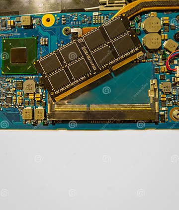 Computer DDR RAM Module Memory, Random Access Memory Onboard. Computer Detail, Close-up, DDRII ...