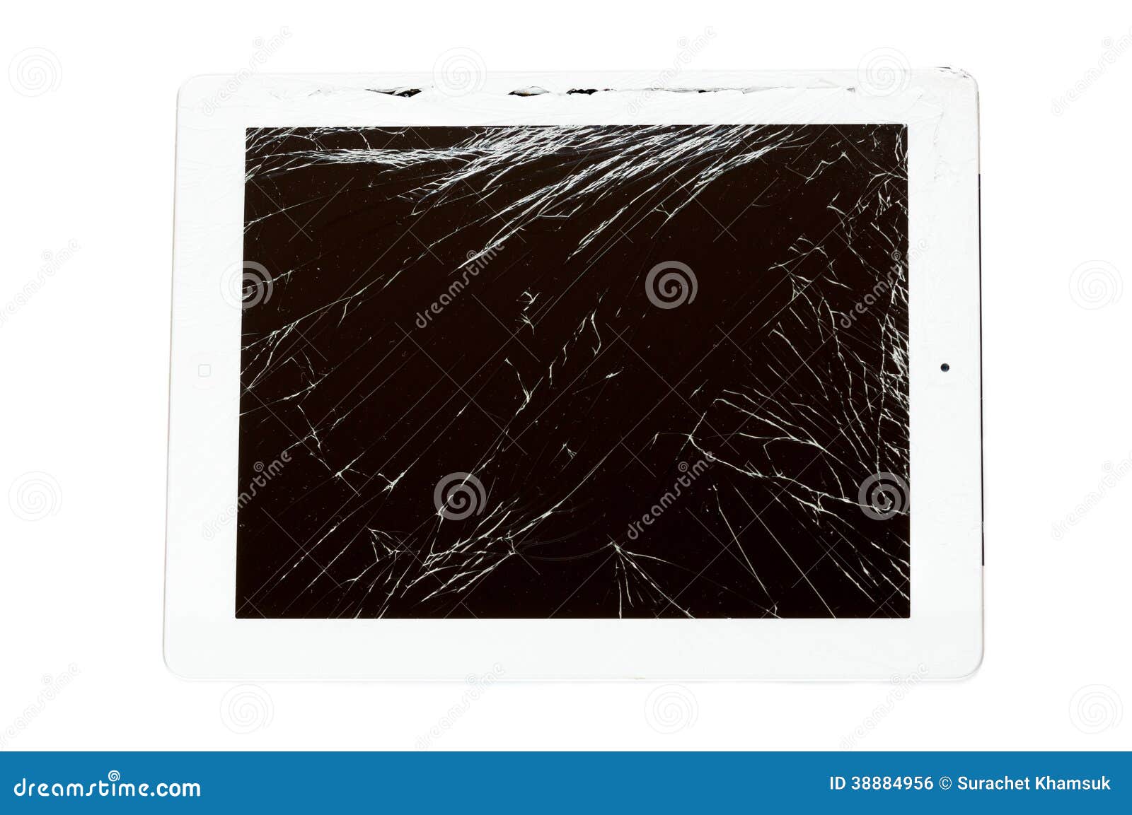 Computer Della Compressa Con Lo Schermo Di Vetro Rotto Fotografia Stock ...