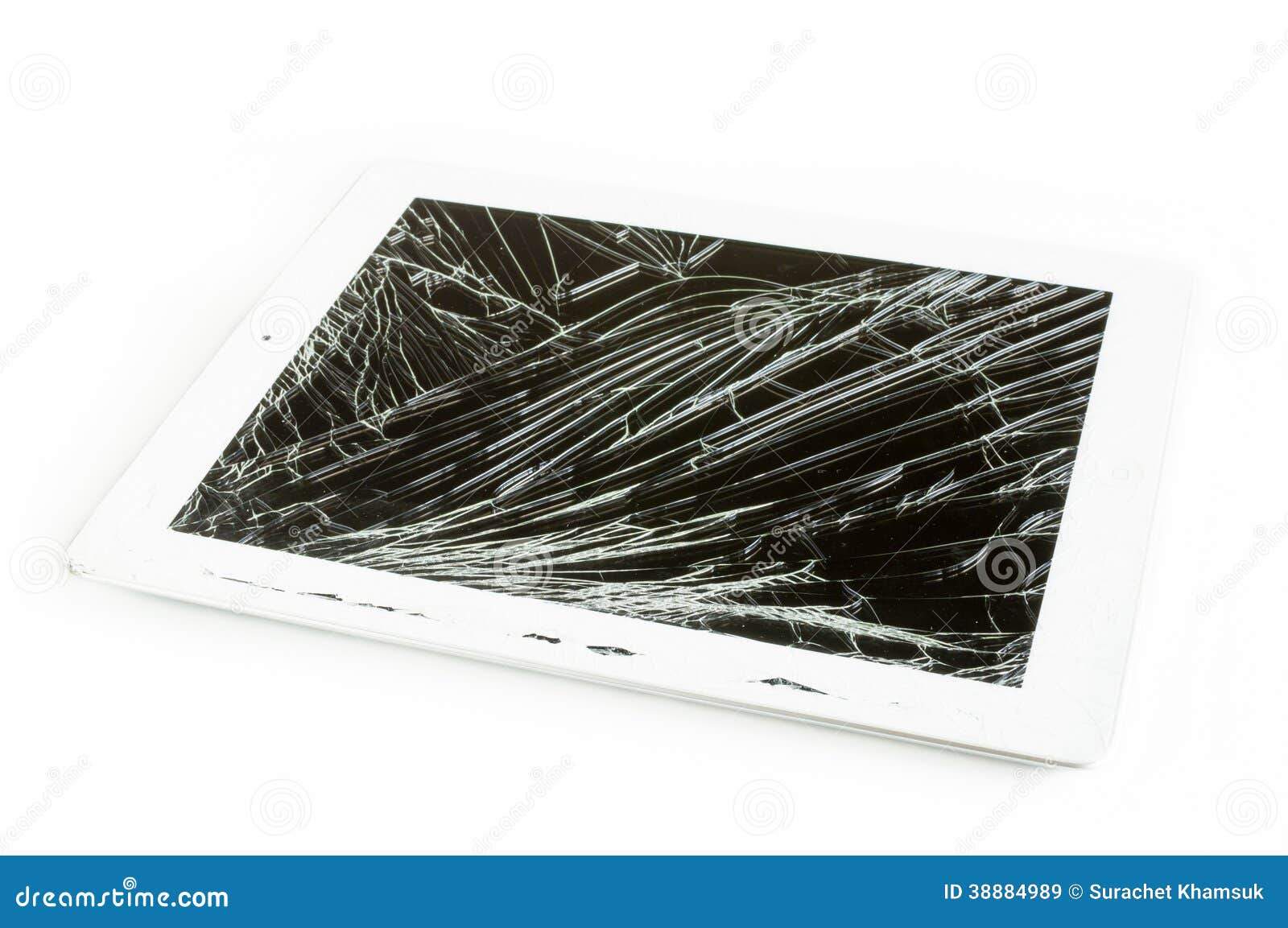 Computer Della Compressa Con Lo Schermo Di Vetro Rotto Immagine Stock ...