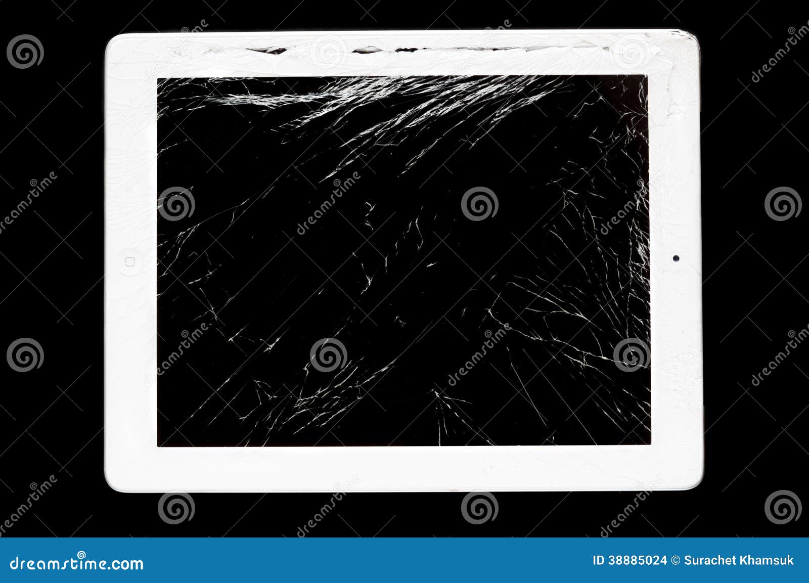 Computer Della Compressa Con Lo Schermo Di Vetro Rotto Fotografia Stock ...