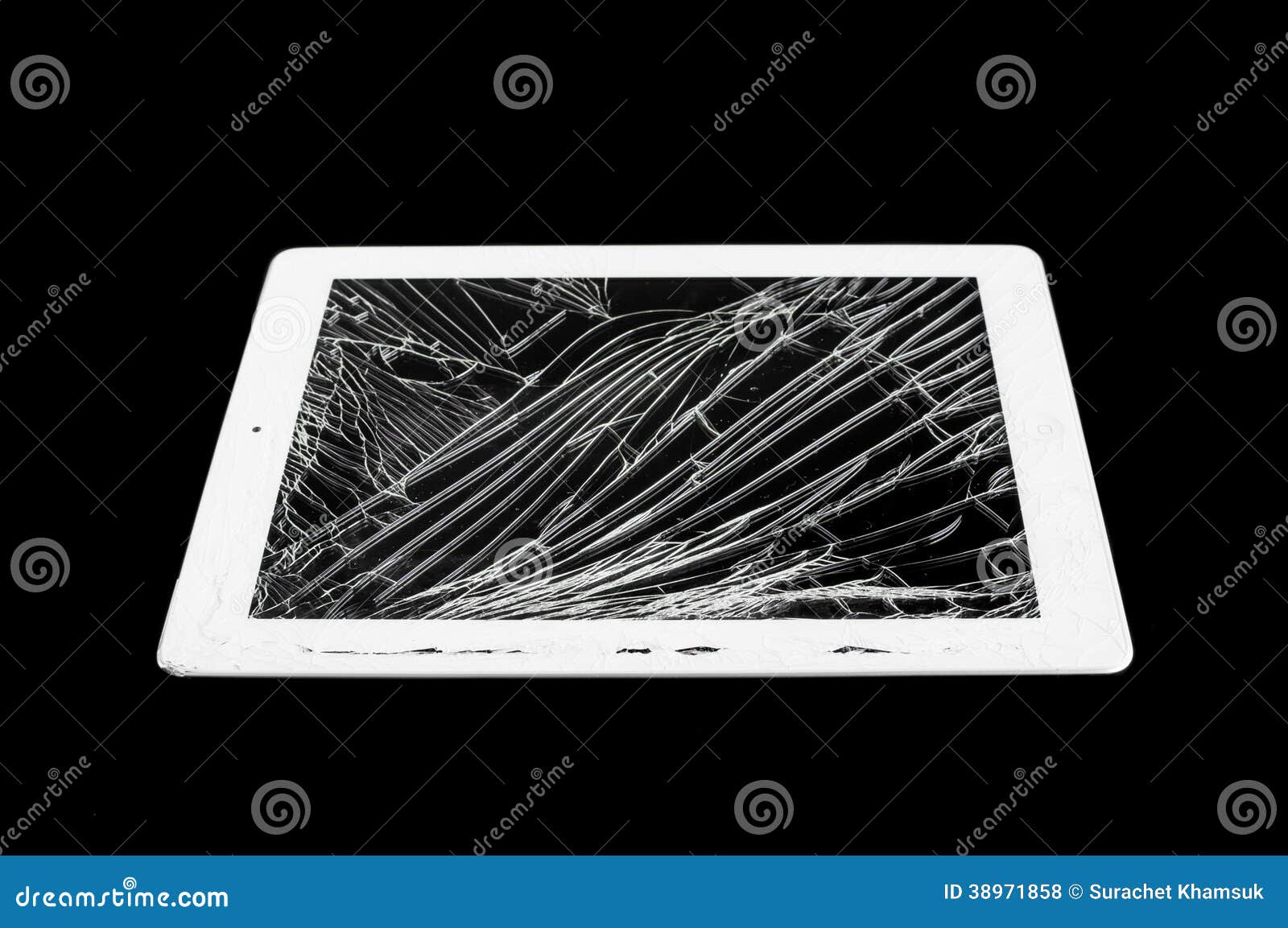 Computer Della Compressa Con Lo Schermo Di Vetro Rotto Fotografia Stock ...