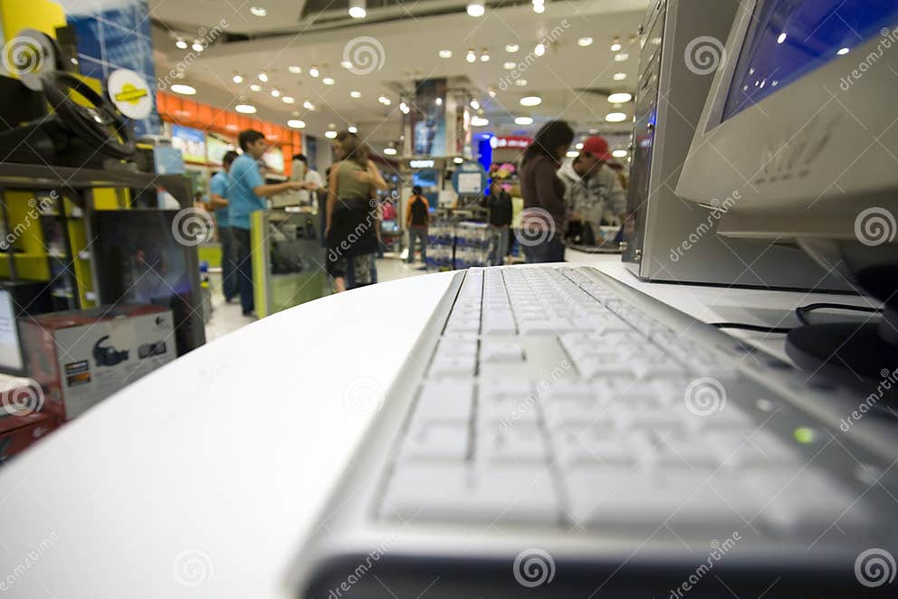 Computer Department in a Big Store Stock Image - Image of purchase ...