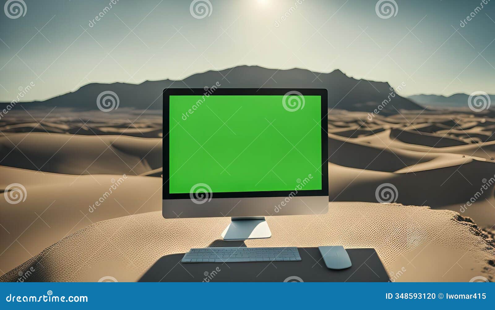 Computer in the Desert stock illustration. Illustration of mountain ...