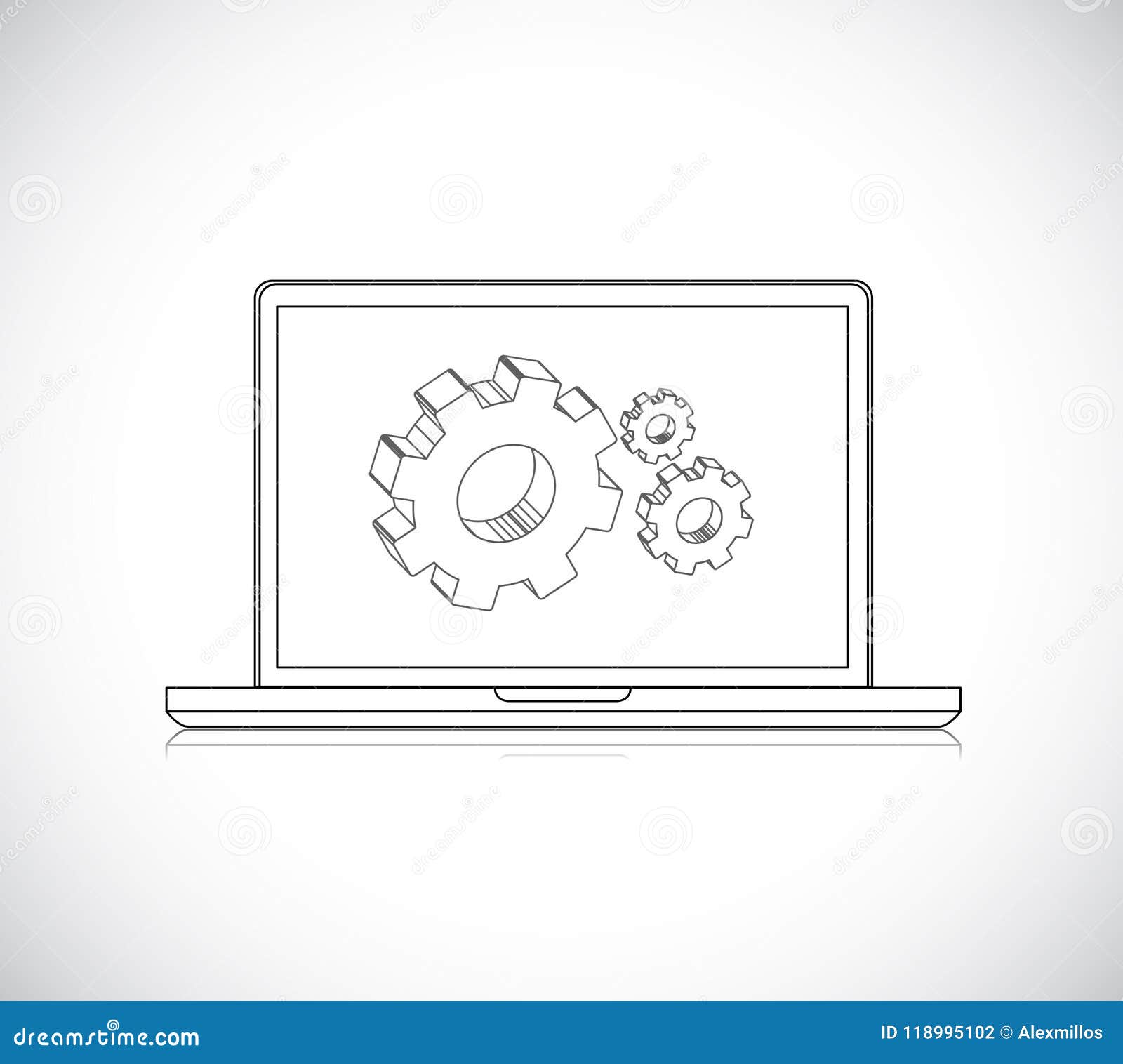 Laptop And Gear Mechanism - Computation And Analytics Cartoon Vector ...