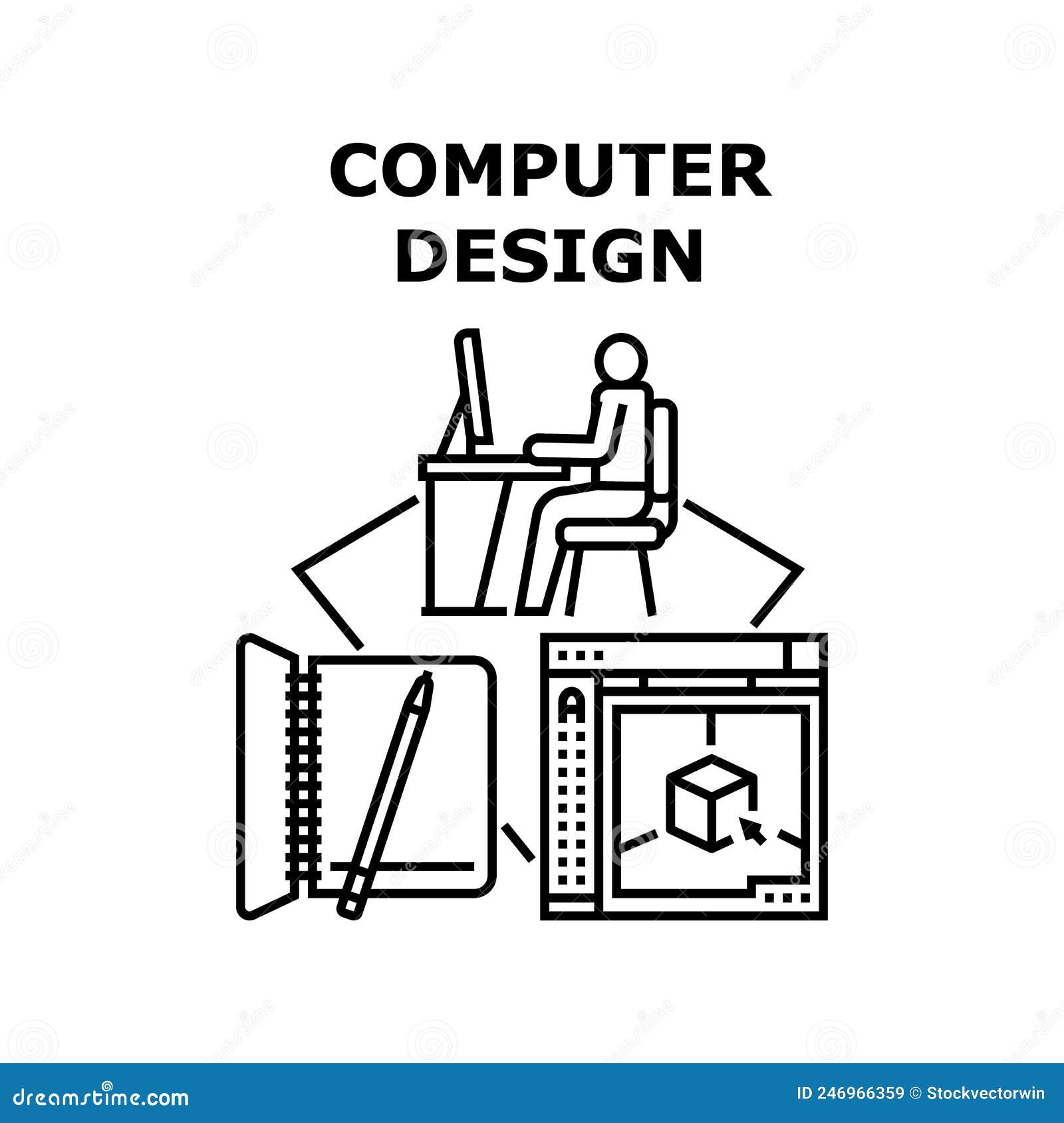 Computer Design Vector Concept Black Illustration Stock Vector ...