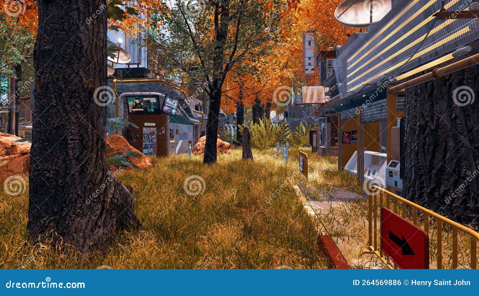 Computer Designed Natural Landscape with Forest Environment 3D Render ...