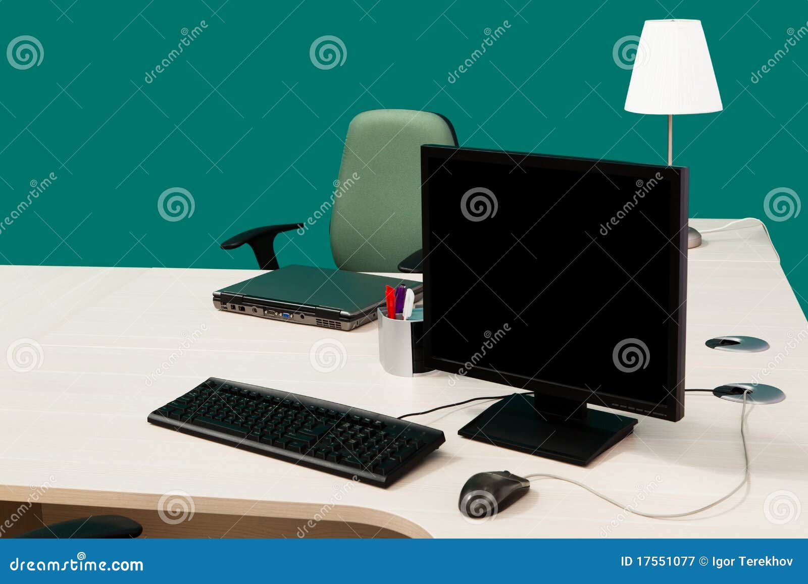 Computer on a desk stock image. Image of monitor, horizontal - 17551077