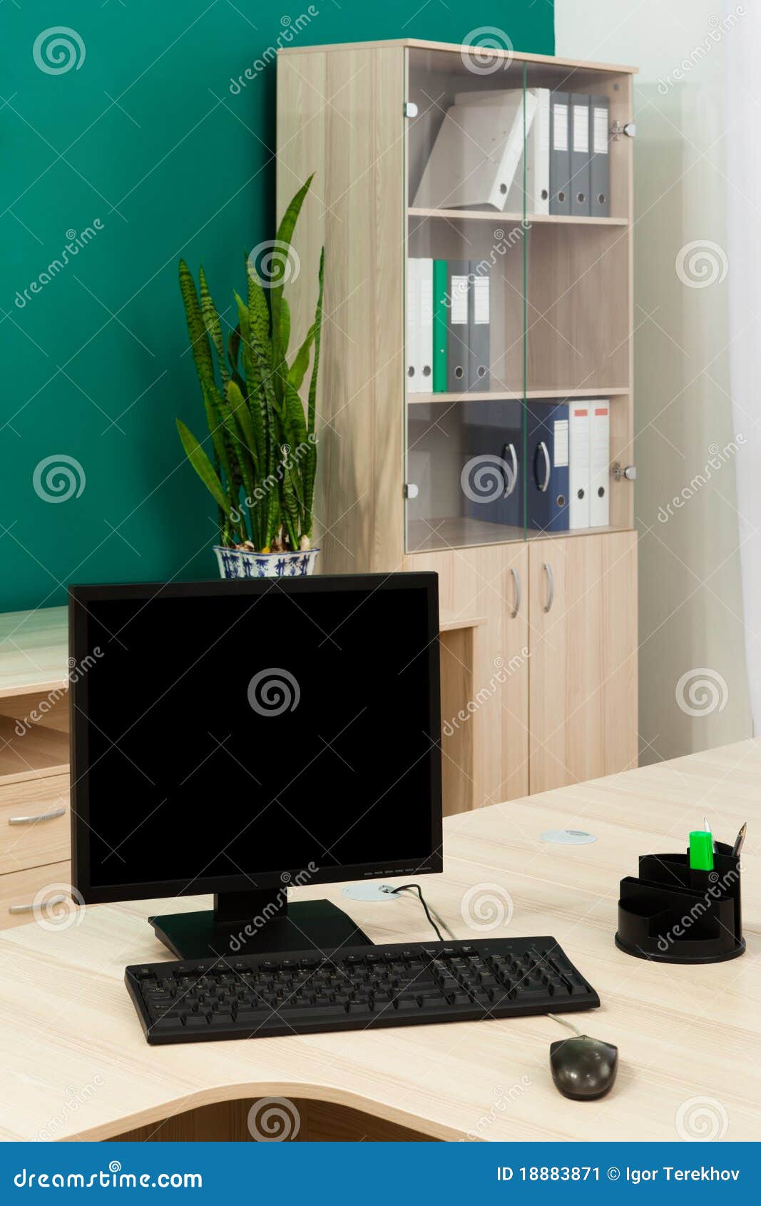 Computer on a desk stock image. Image of indoors, folder - 18883871