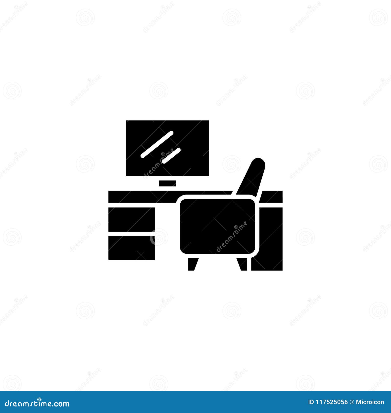 Computer Desk Black Icon Concept. Computer Desk Flat Vector Symbol ...