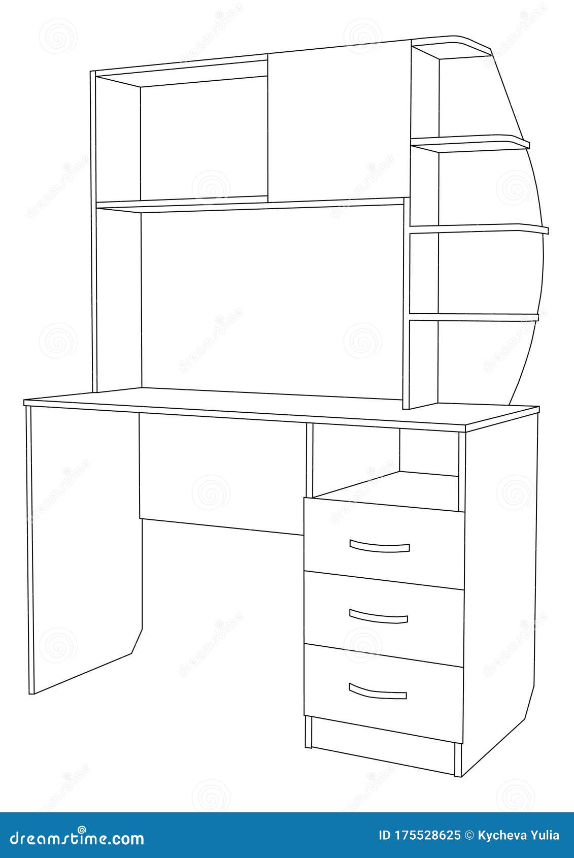 Computer Desk Contour Black Simple Image Stock Illustration ...
