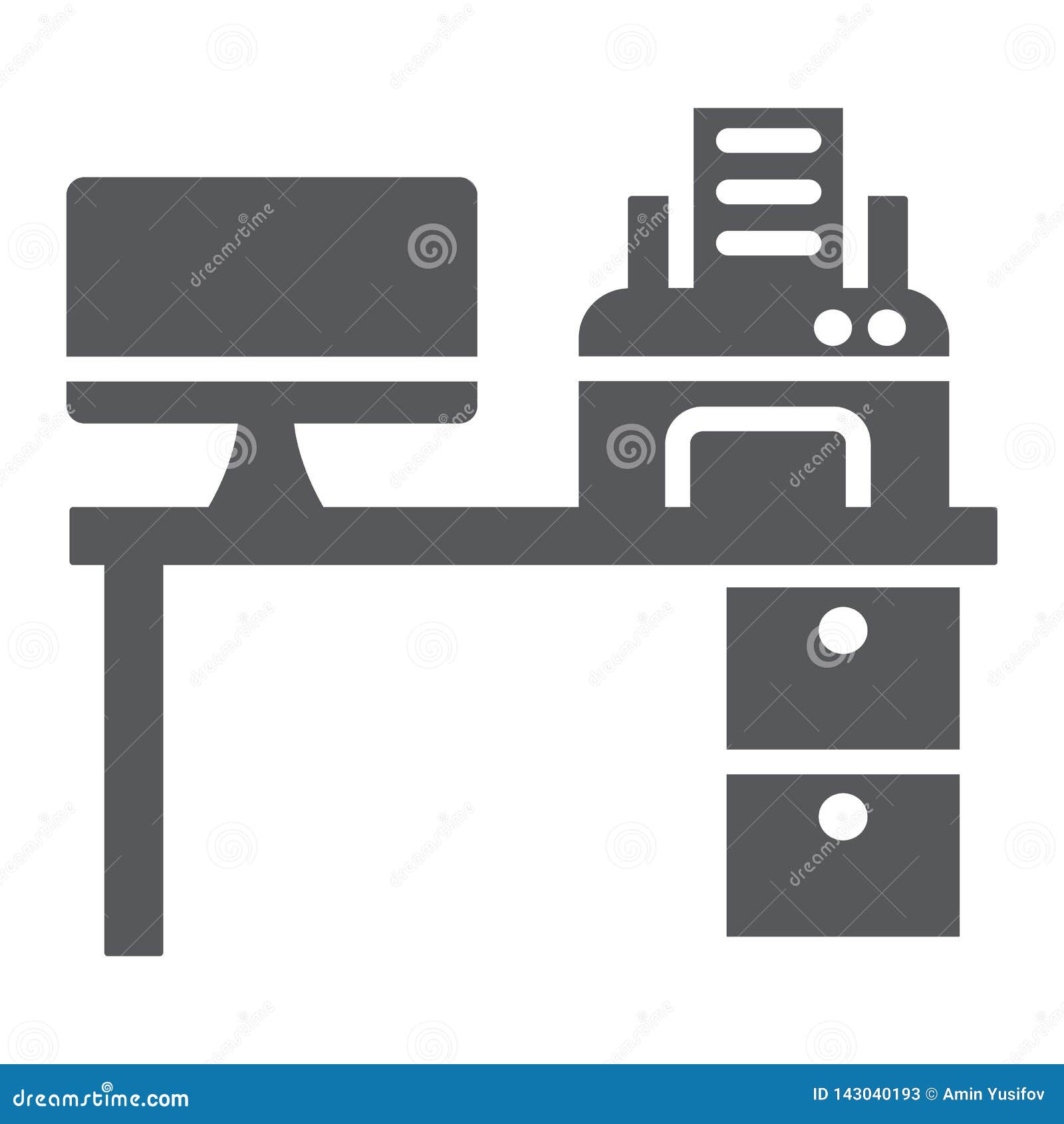 Computer Desk Glyph Icon, Office and Table, Workplace Sign, Vector ...