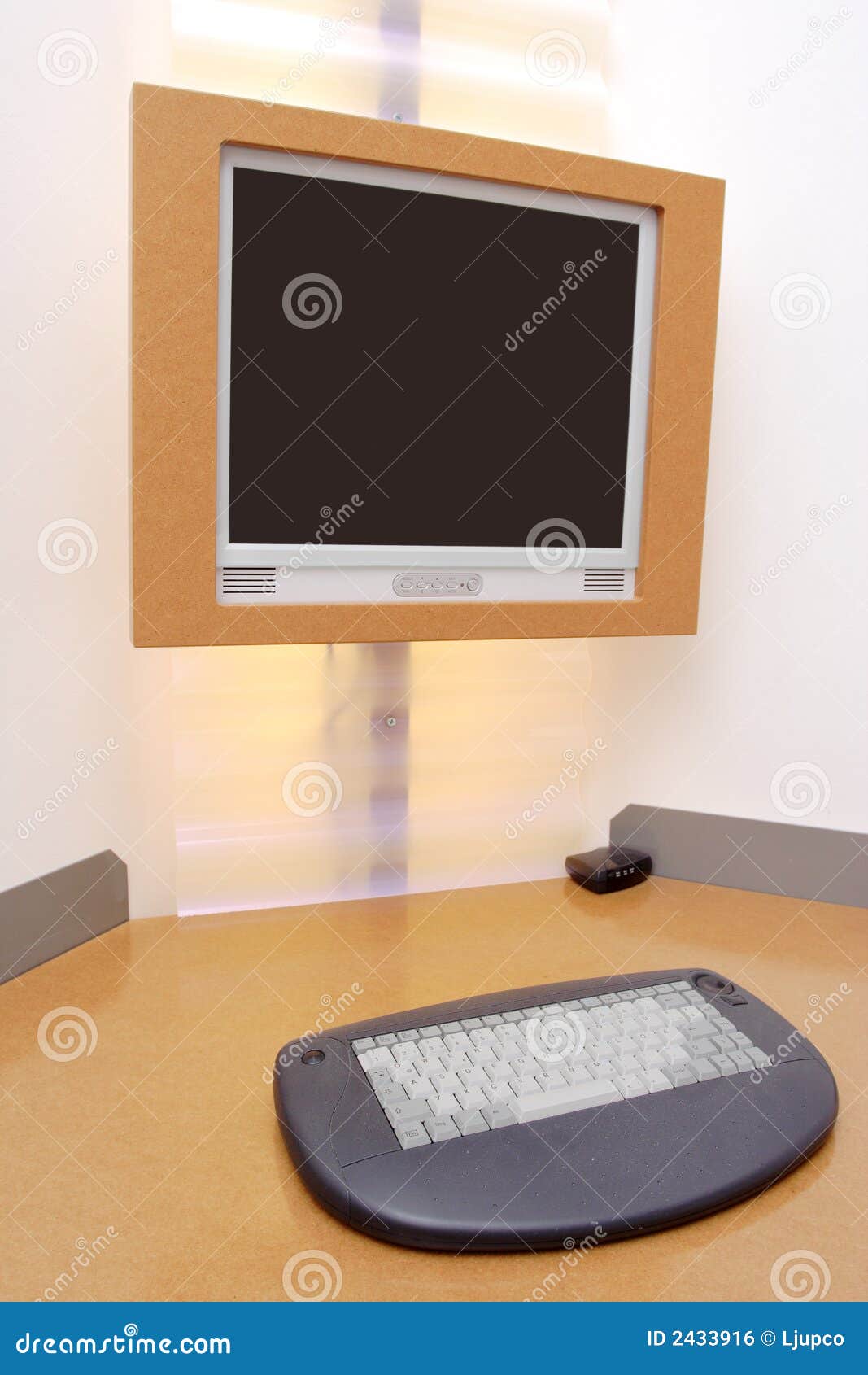 Computer desk in a hotel stock photo. Image of cafe, desk - 2433916