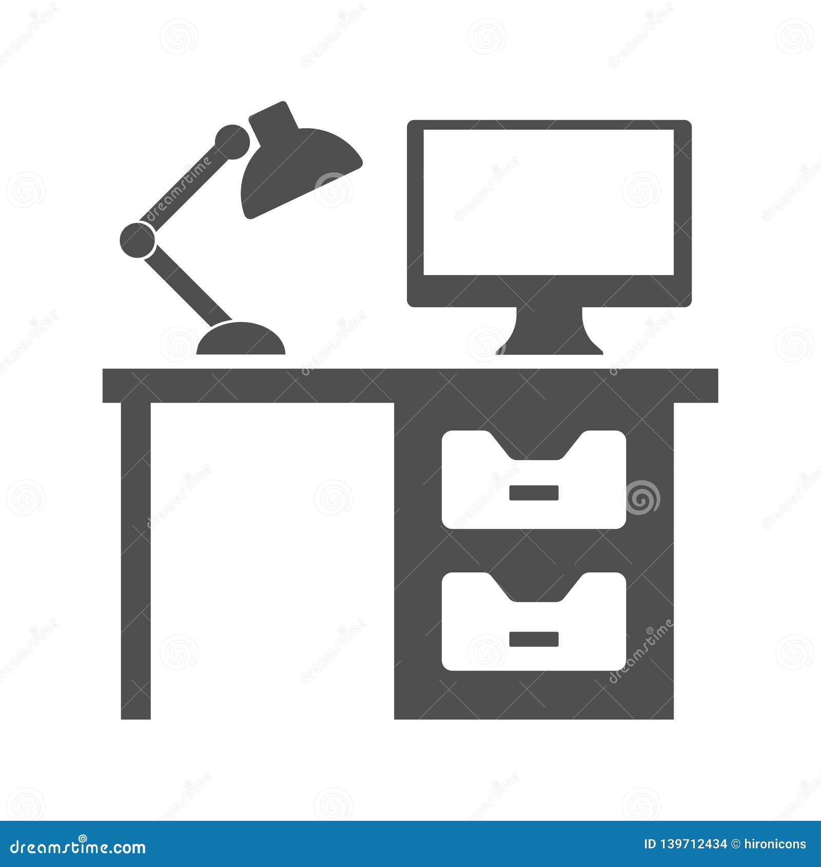 Computer Desk Icon Logo stock vector. Illustration of sign - 139712434