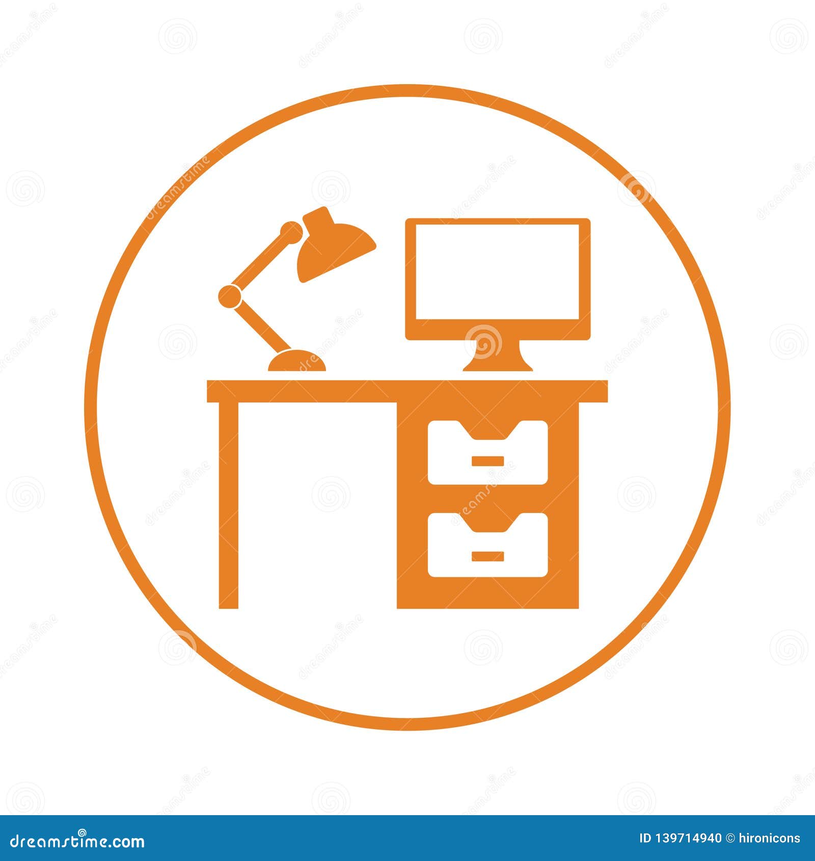 Computer Desk Icon Logo stock vector. Illustration of simple - 139714940