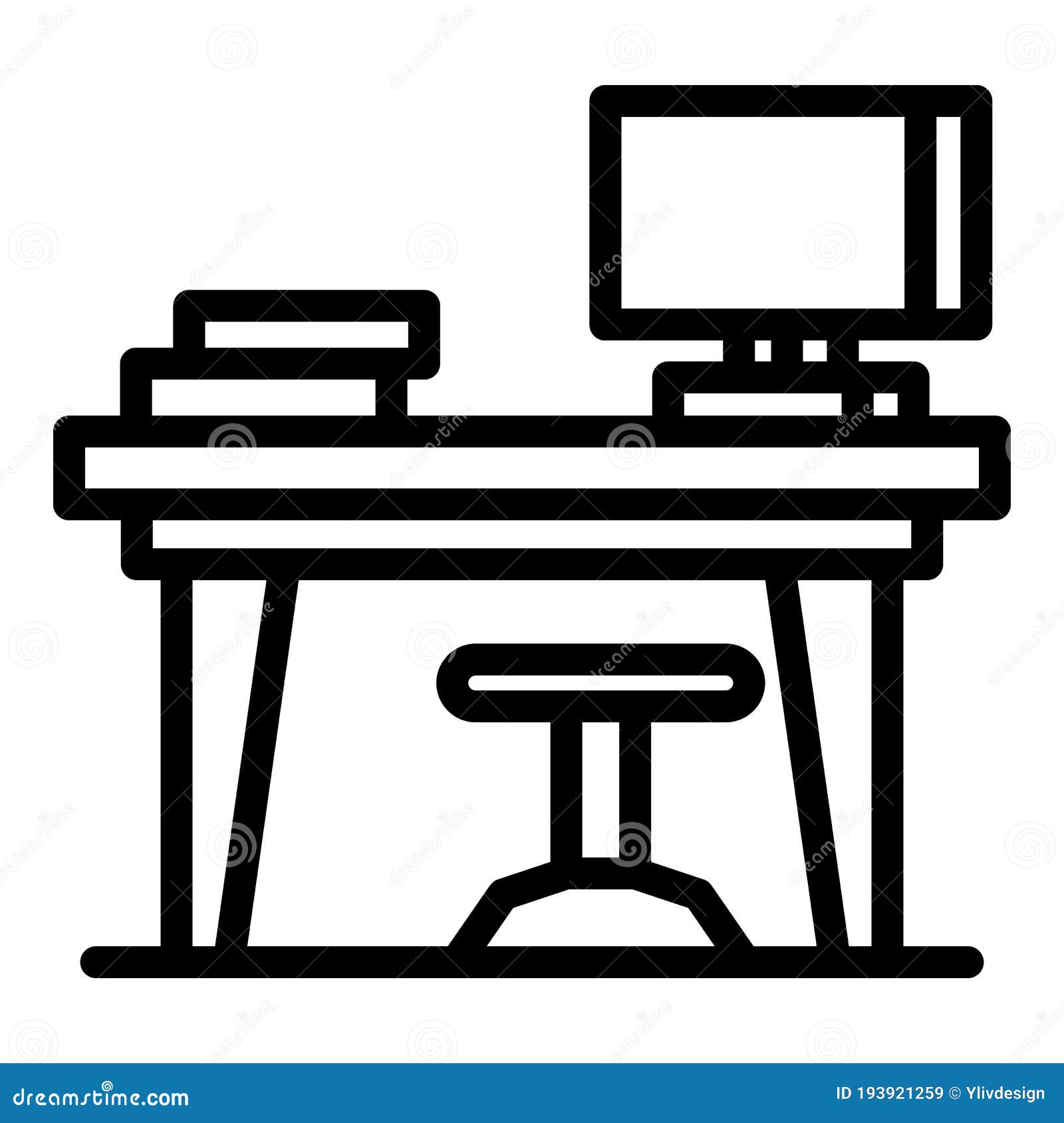 Computer Desk Icon, Outline Style Stock Vector - Illustration of icon ...