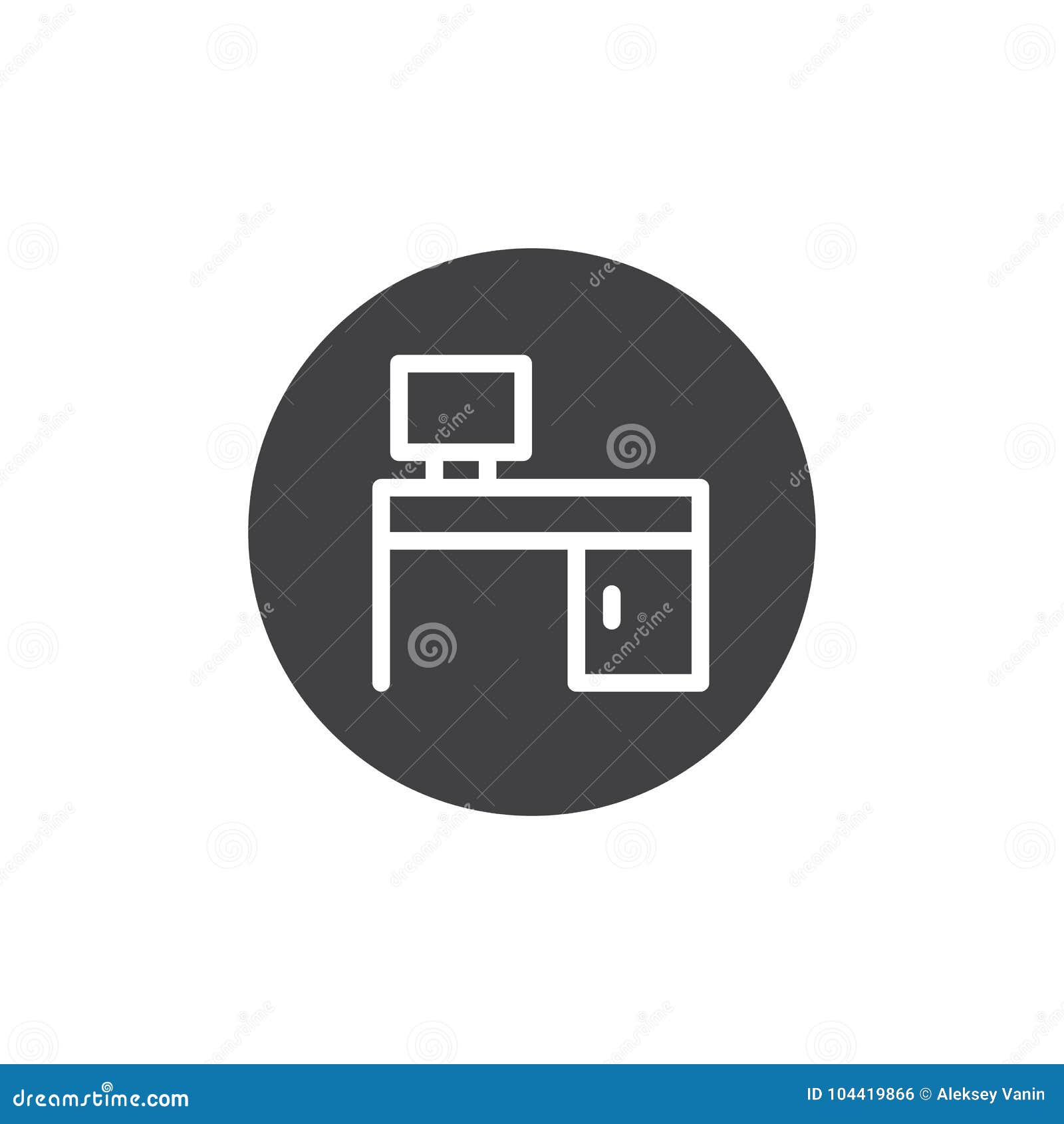 Computer desk icon vector stock vector. Illustration of solid - 104419866