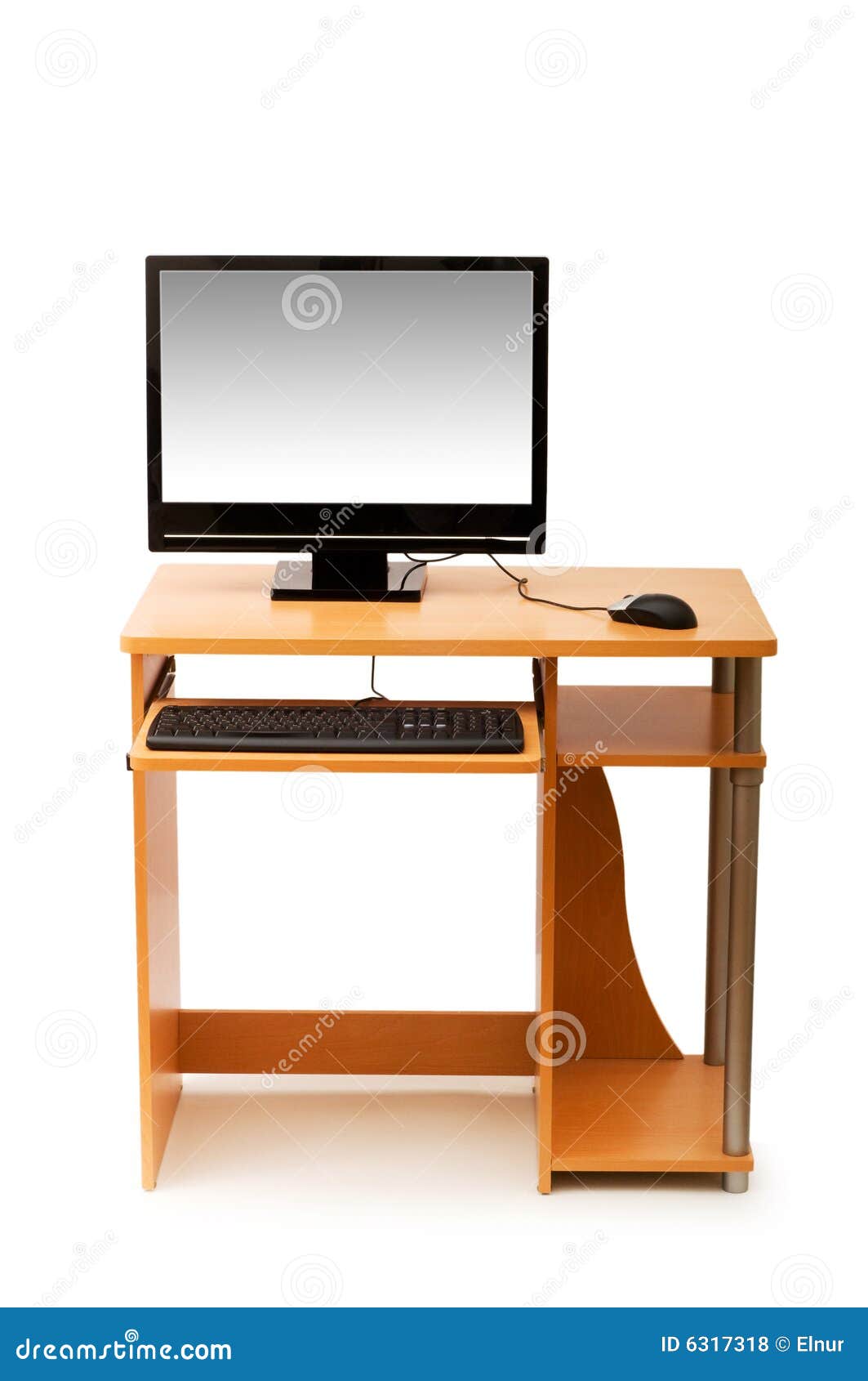 Computer and desk isolated stock photo. Image of desktop - 6317318