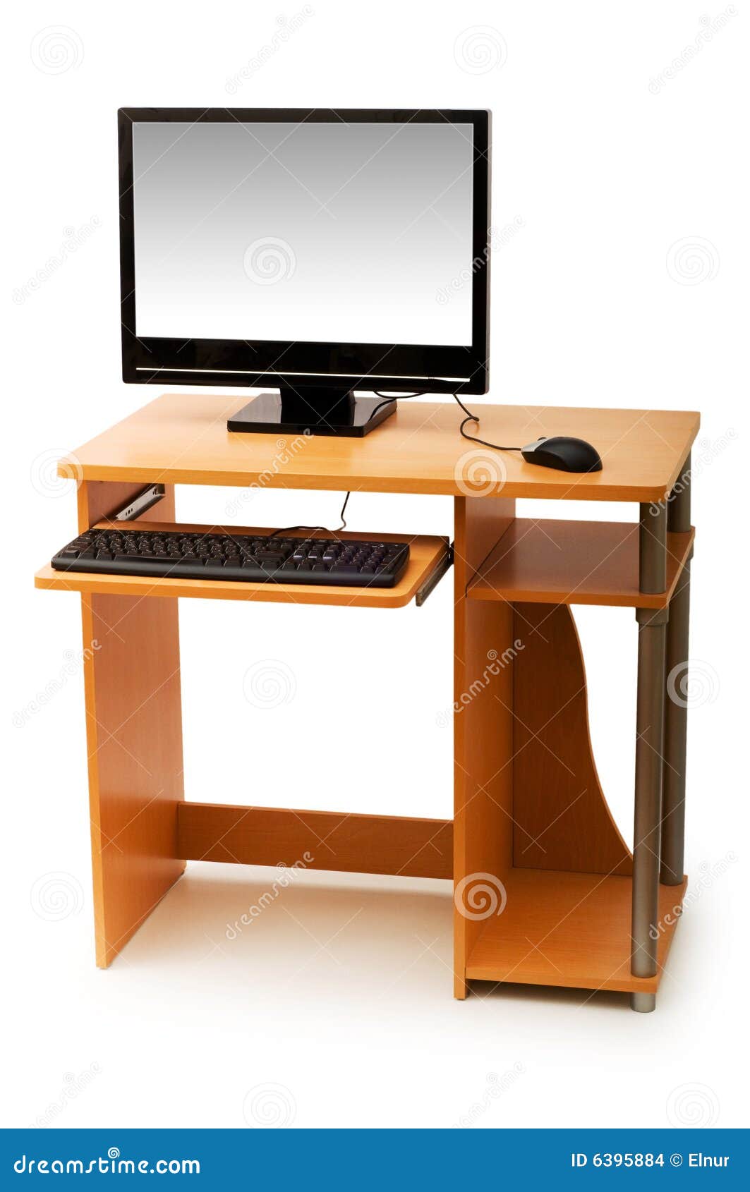 Computer and desk isolated stock photo. Image of table - 6395884
