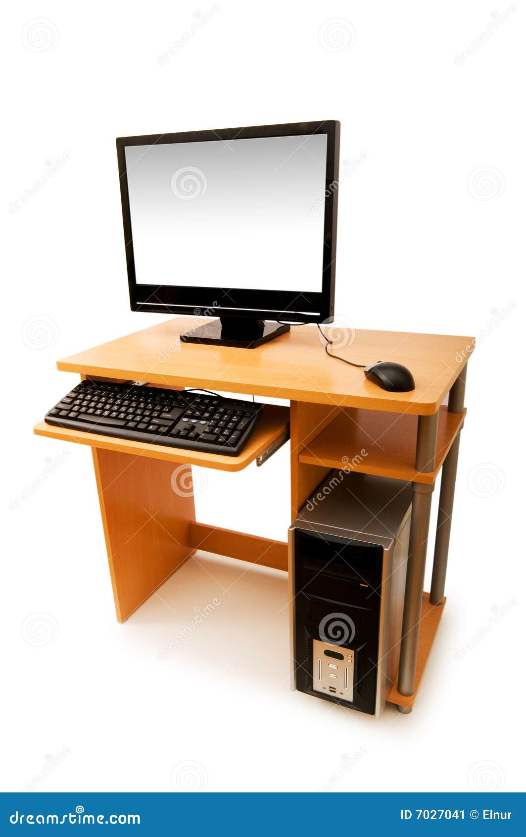 Computer and desk isolated stock image. Image of wireless - 7027041
