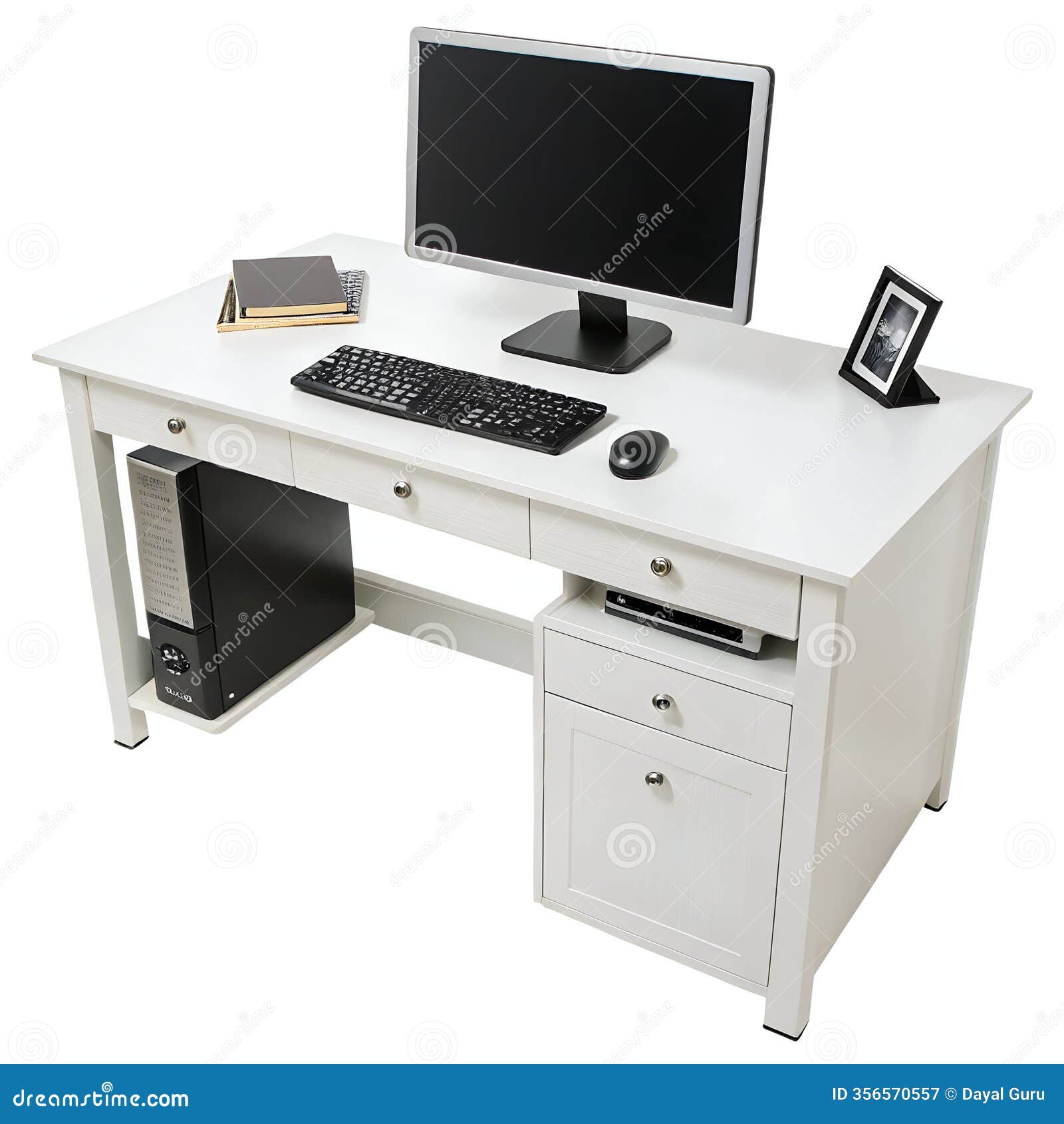 Computer Desk Isolated on White Background Stock Illustration ...