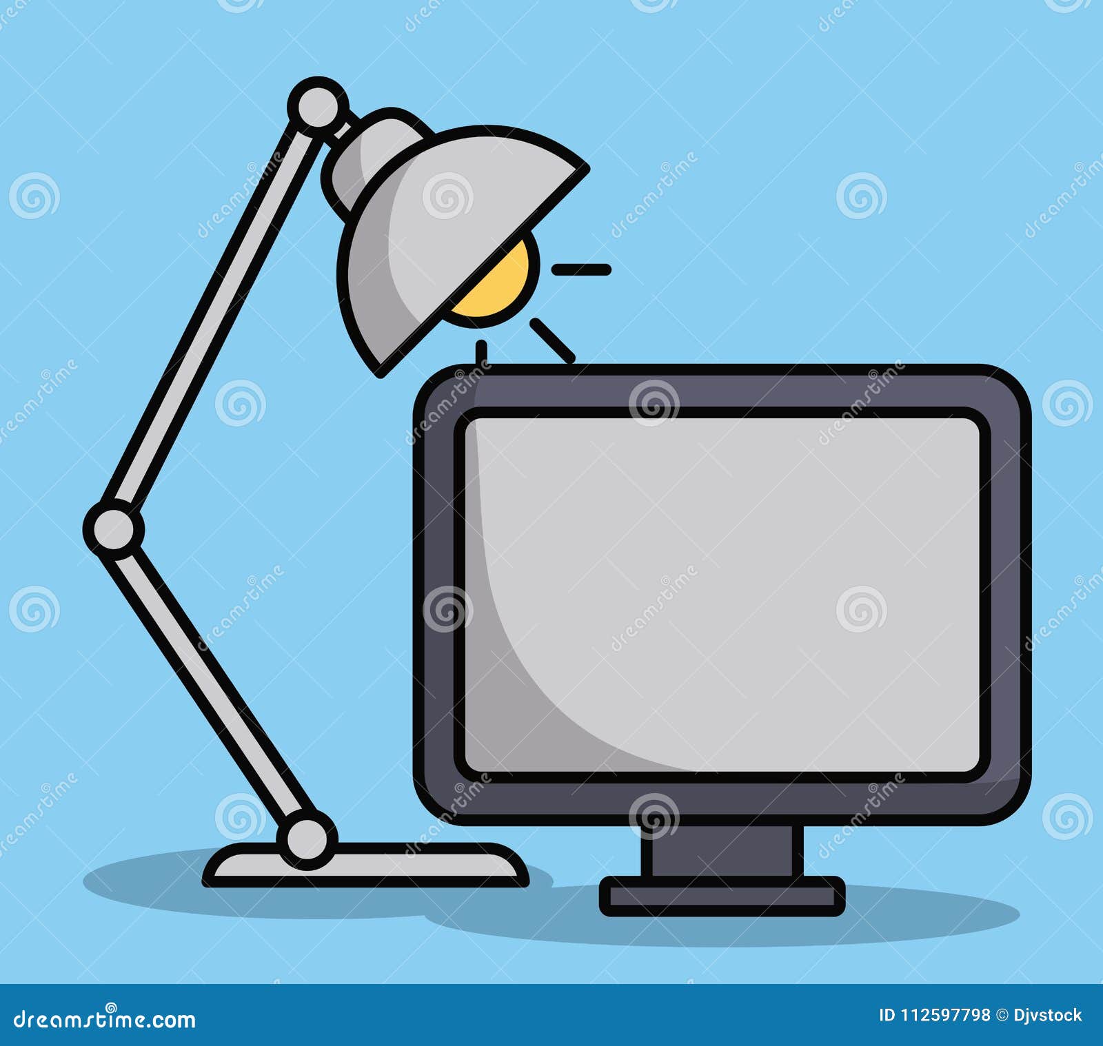 Computer and Desk Lamp Icon Stock Vector - Illustration of network ...