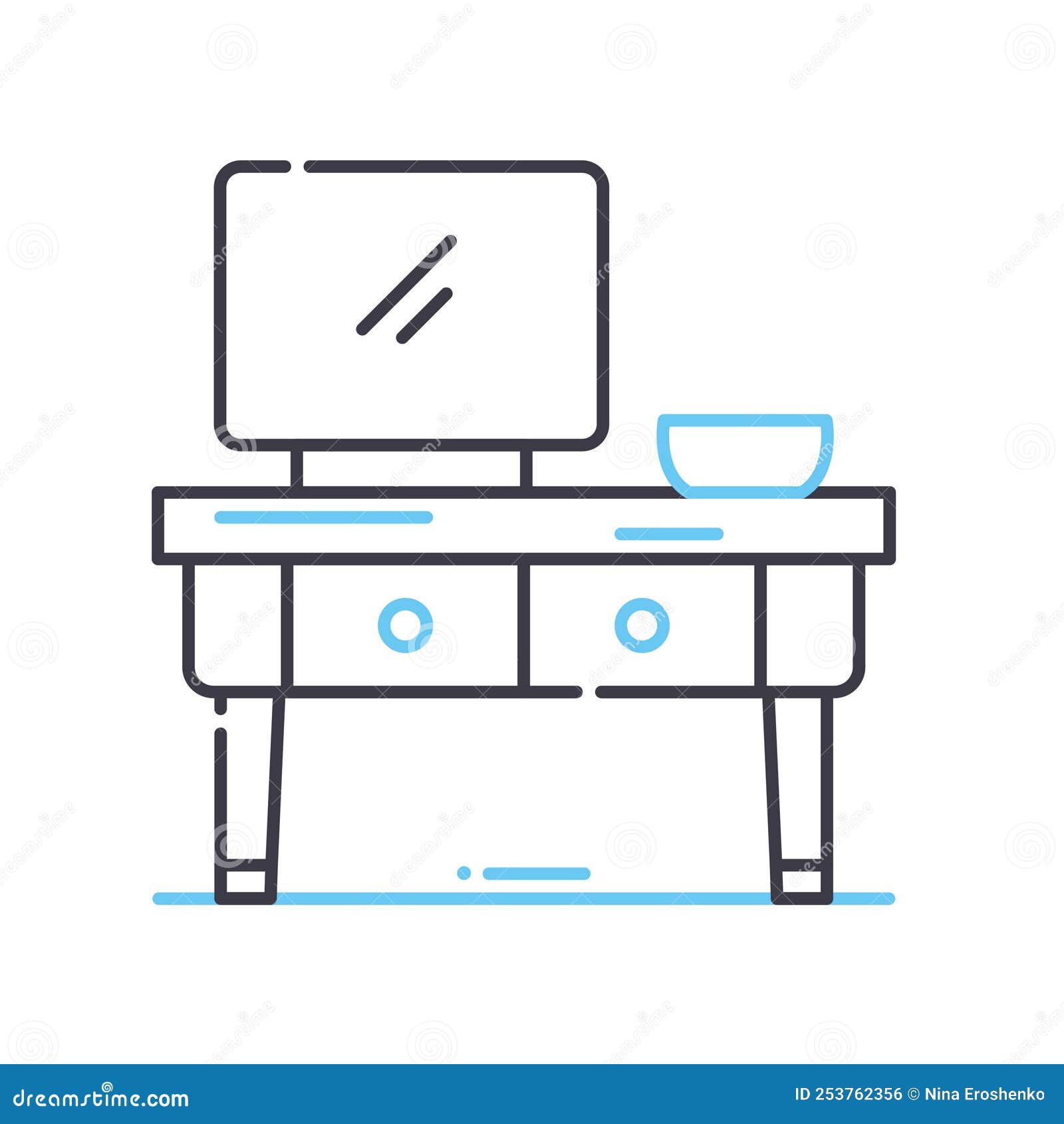 Computer Desk Line Icon, Outline Symbol, Vector Illustration, Concept ...