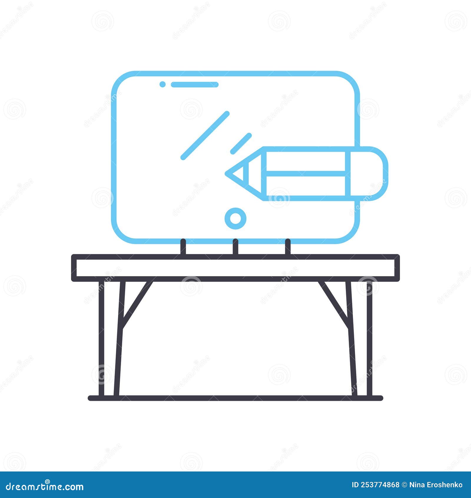Computer Desk Line Icon, Outline Symbol, Vector Illustration, Concept ...