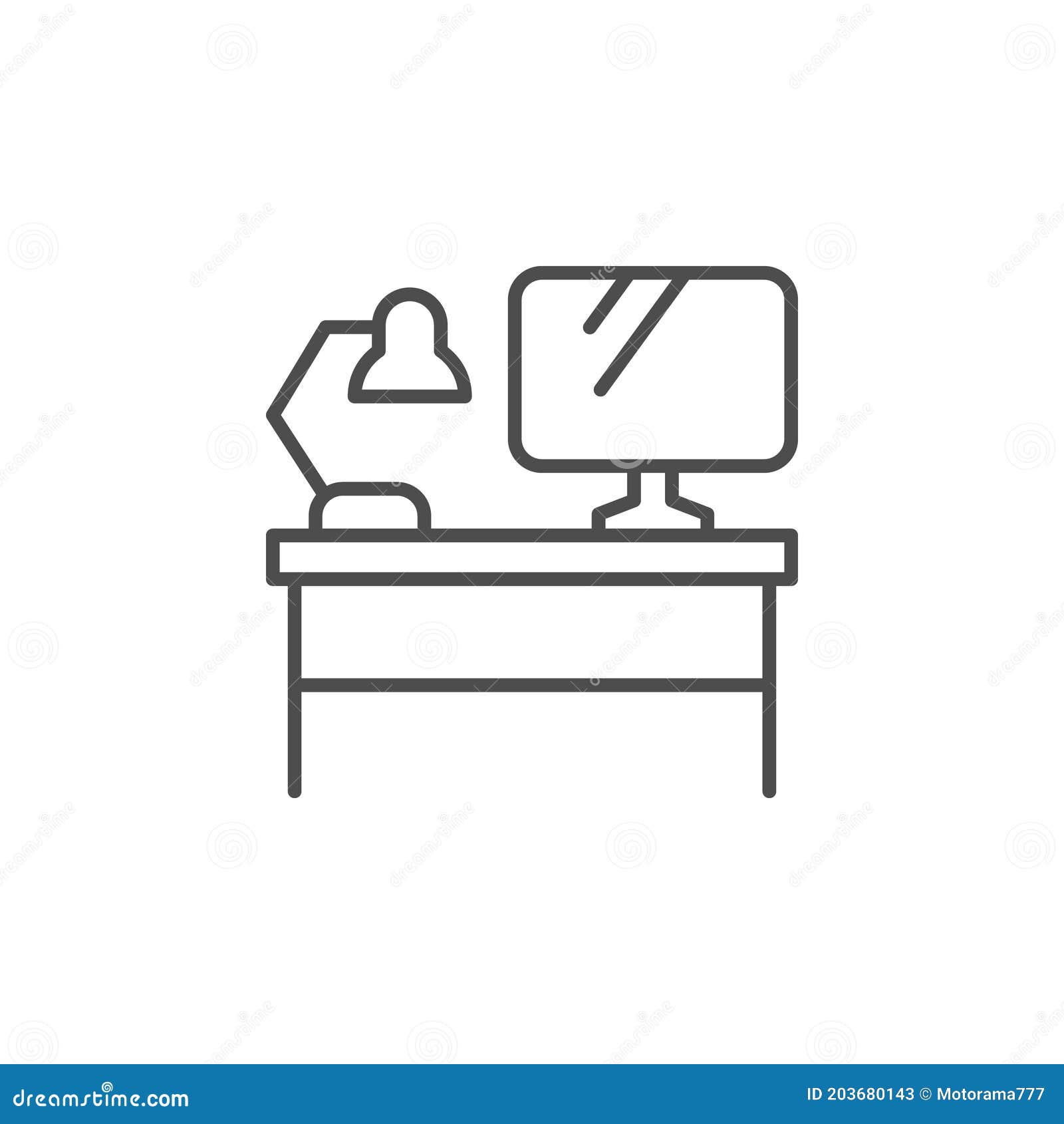 Computer Desk Line Outline Icon Stock Vector - Illustration of indoor ...