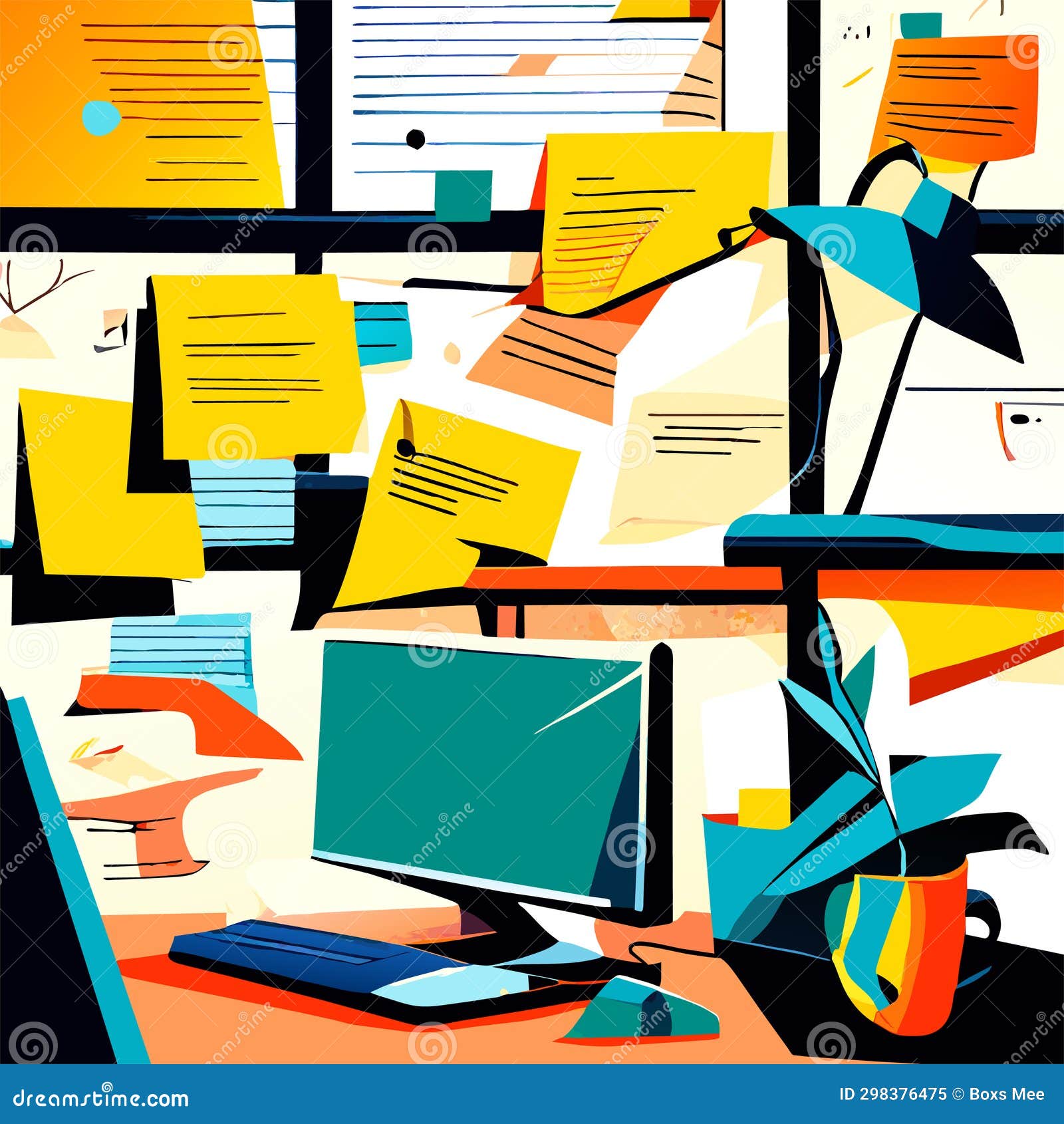 Computer on a Desk in the Office. Workplace. AI Generated Stock Vector ...