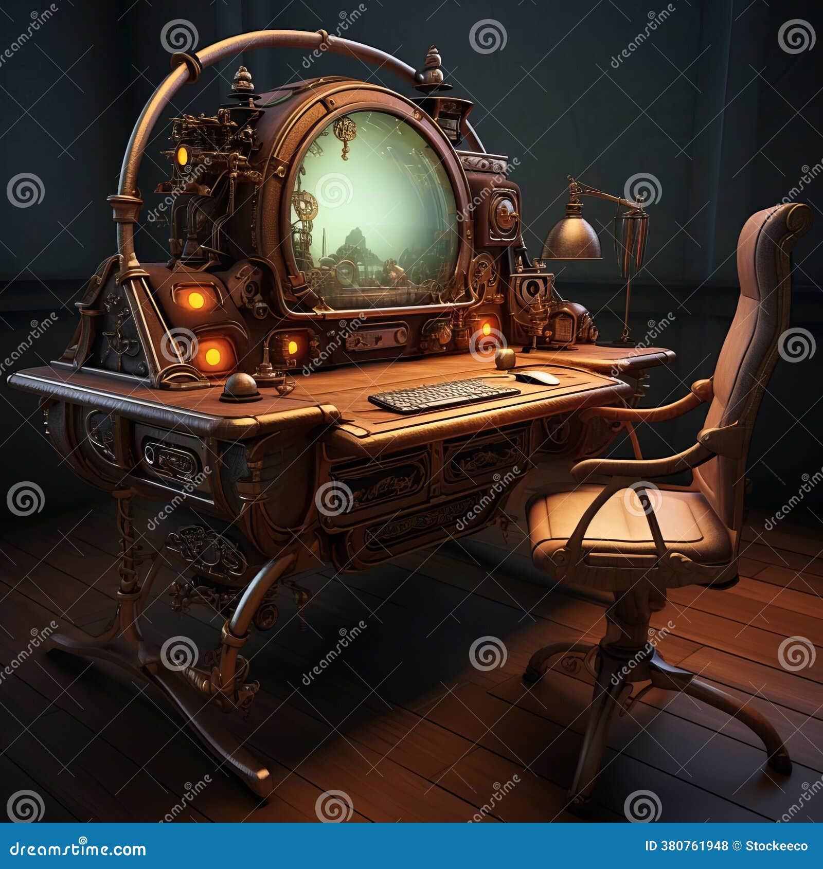 Carvings Art Computer Desk Royalty-Free Cartoon | CartoonDealer.com ...