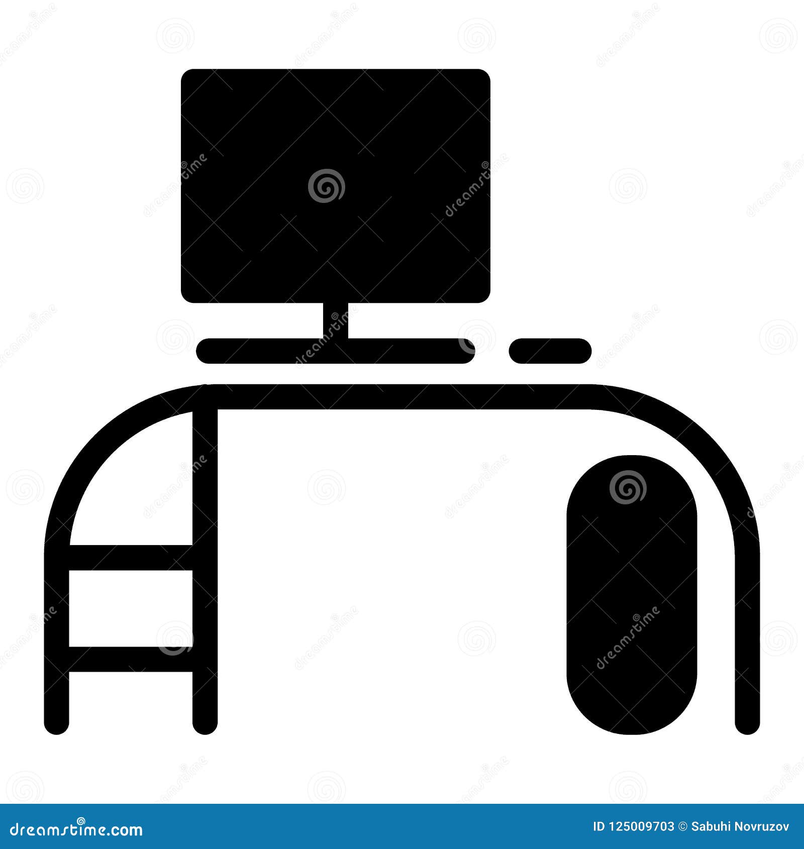 Computer Desk Solid Icon. Office Desk Vector Illustration Isolated on ...