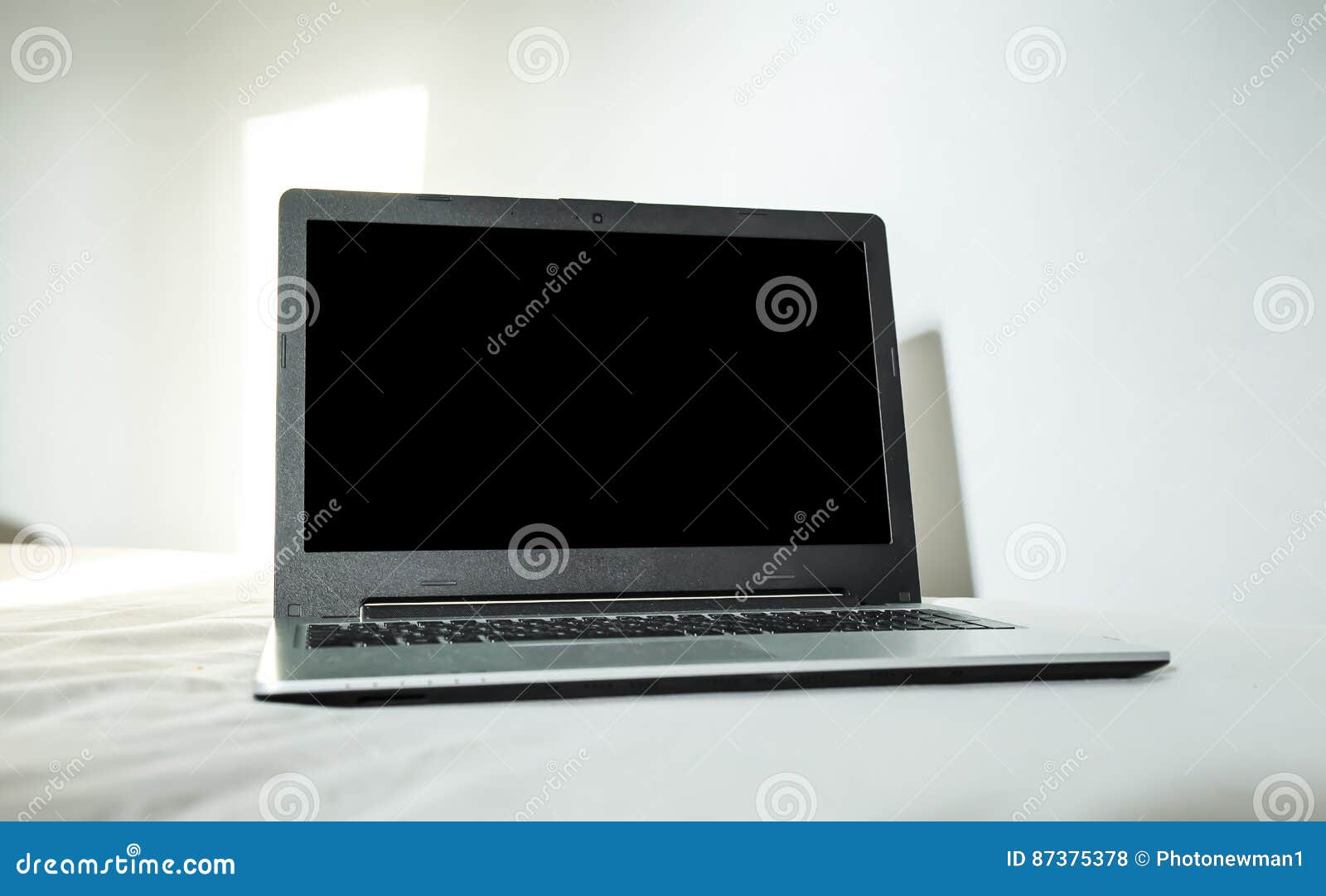 Computer on a Desk on a White Background. Stock Photo - Image of white ...