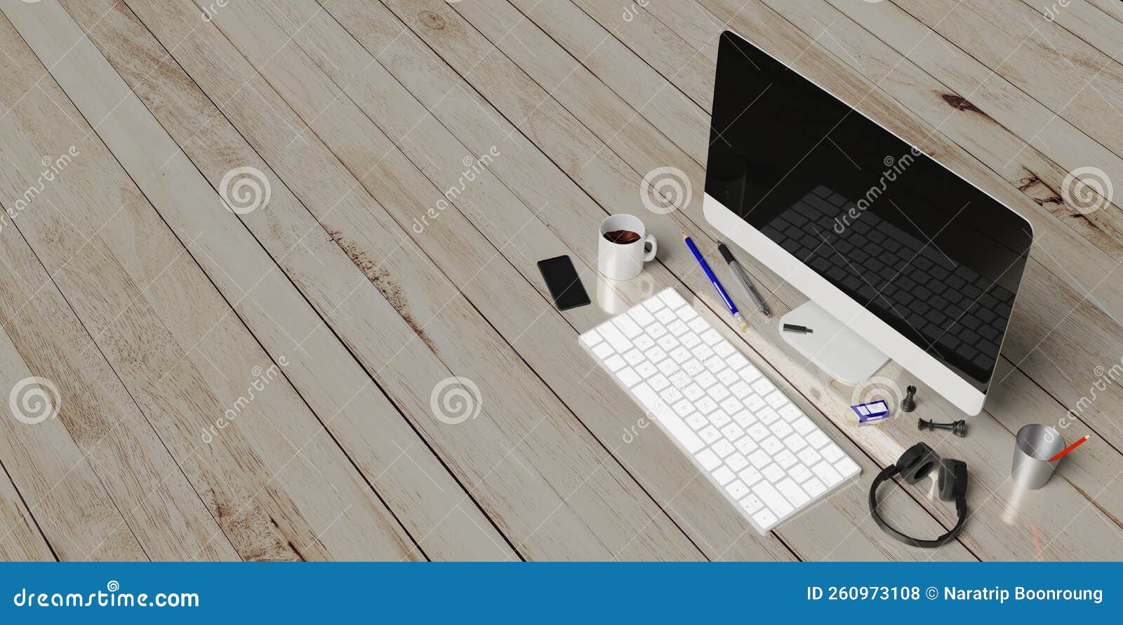 Computer Desk Work Desk Workplace 3d Illustration Stock Illustration ...