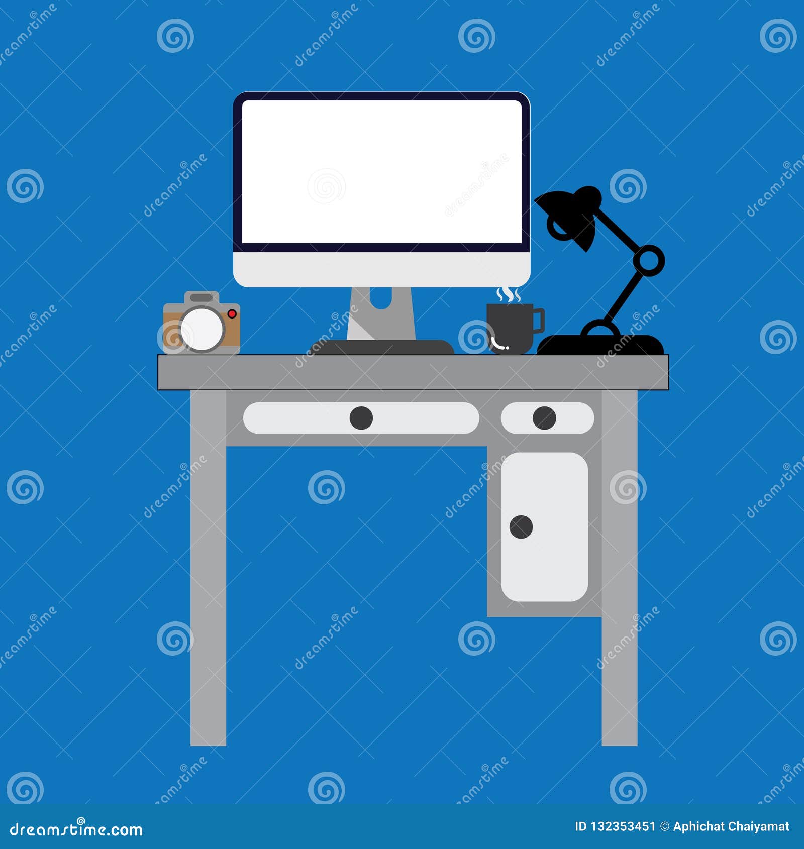 Computer Desk, Working Symbol. Flat Vector Illustration Stock ...