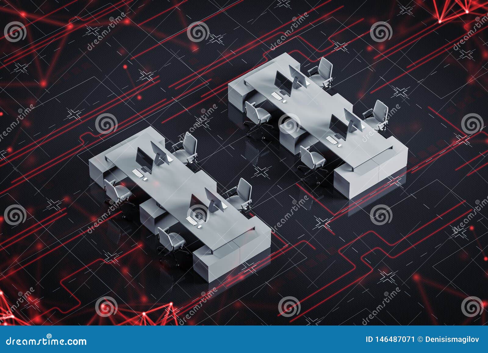 Computer Desks on Circuit Board Stock Illustration - Illustration of ...