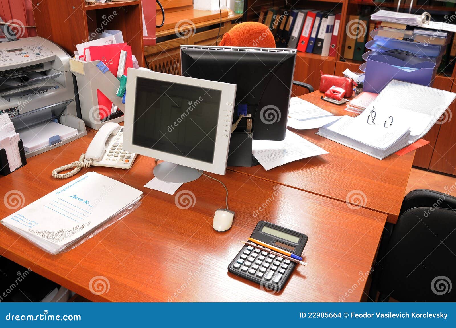 The computer on a desktop. stock photo. Image of office - 22985664