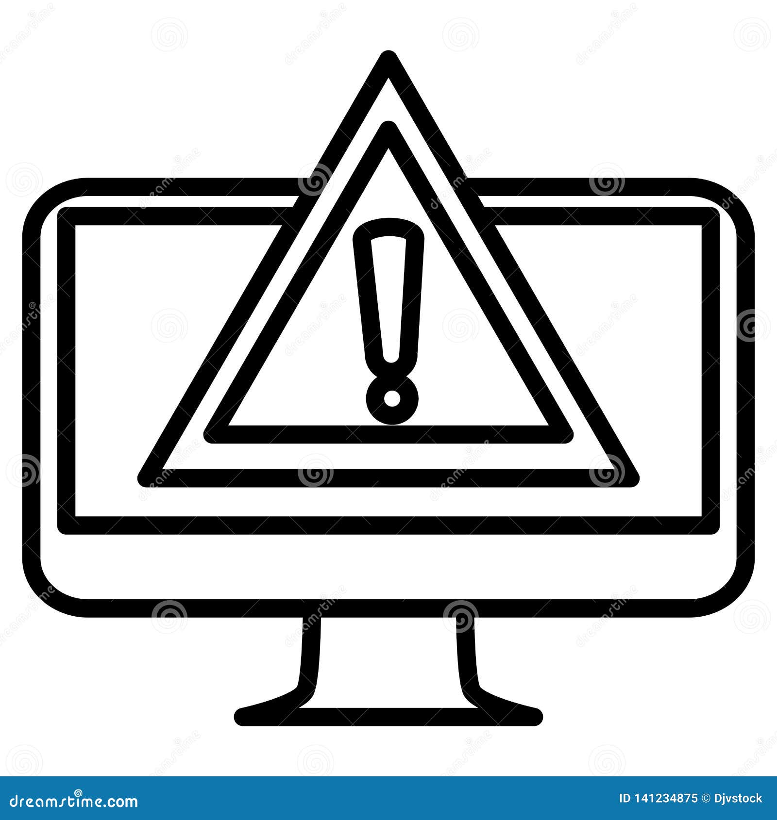 Computer Desktop with Alert Symbol Stock Vector - Illustration of ...