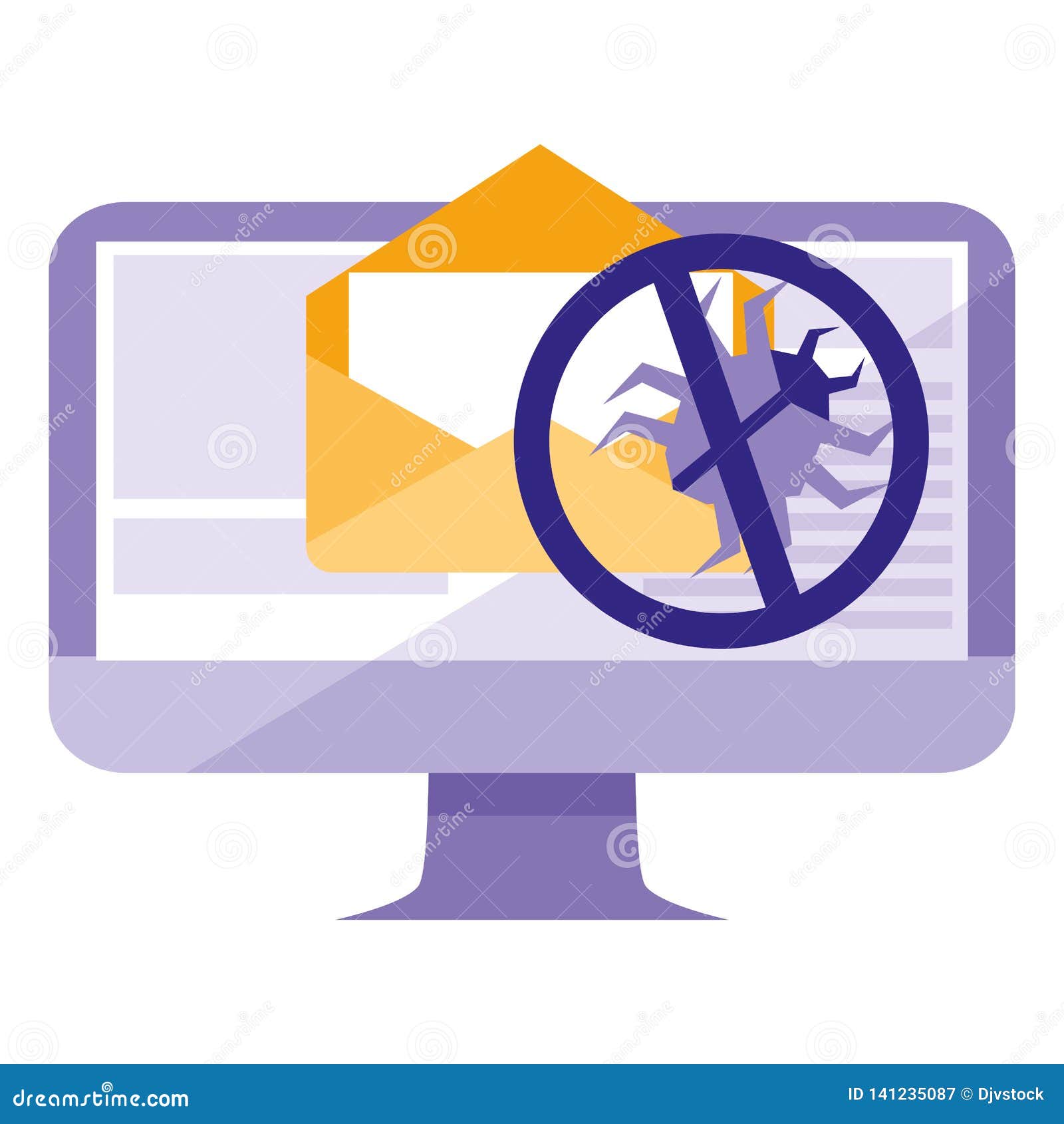 Computer Desktop with Bug in Email Stock Vector - Illustration of ...